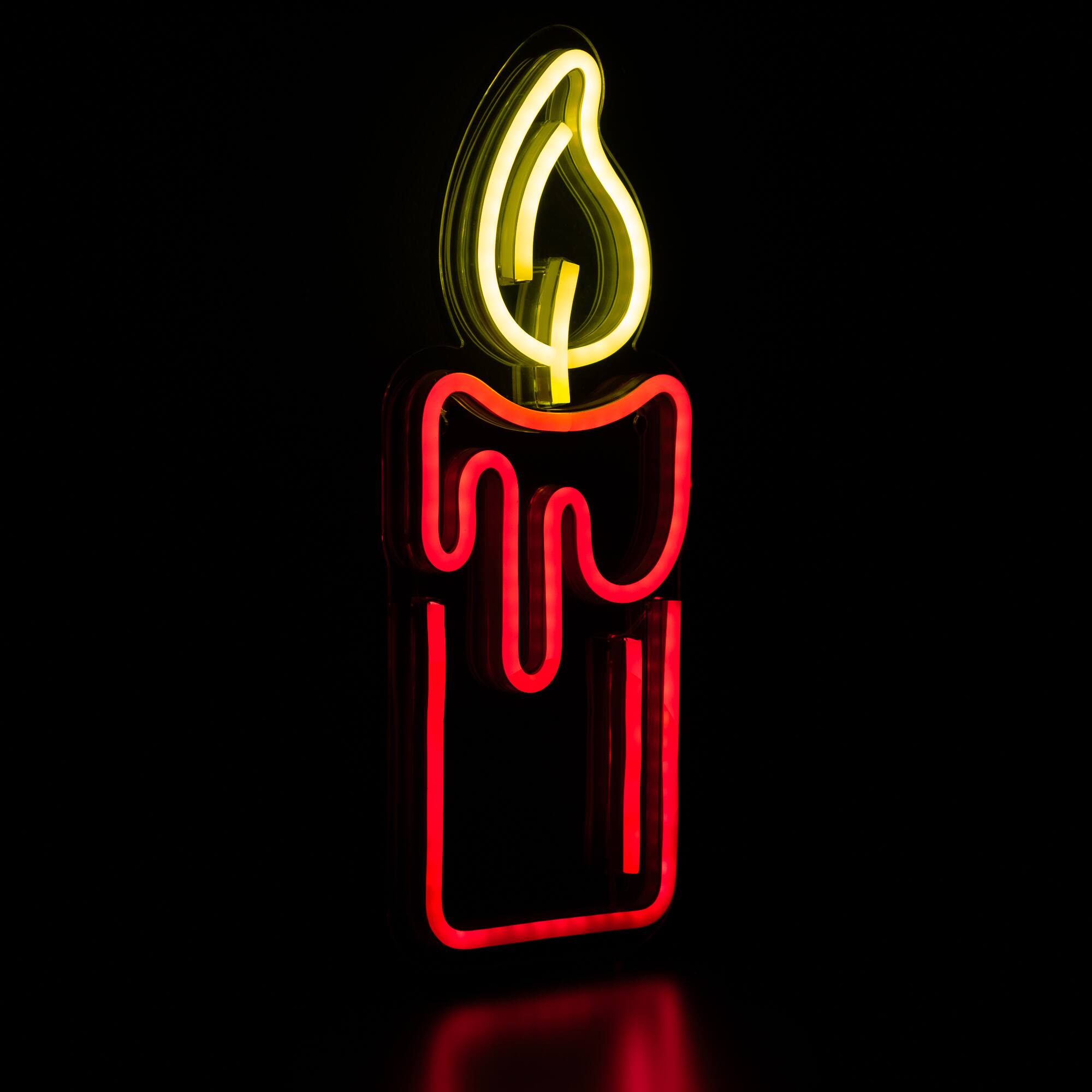 Northlight LED Candle Neon Lighted Christmas Wall or Window Decoration ...