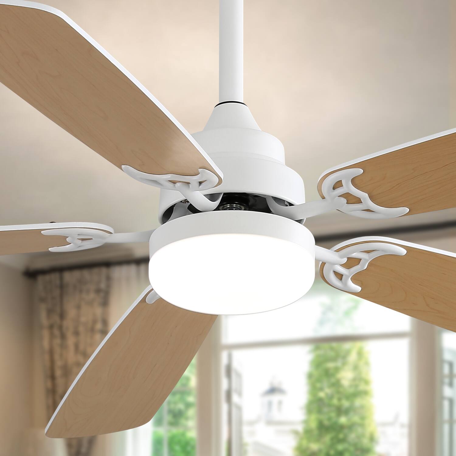 APRILSOUL 52 Inch Quiet Reversible LED Ceiling Fan Dual Color Blades ...