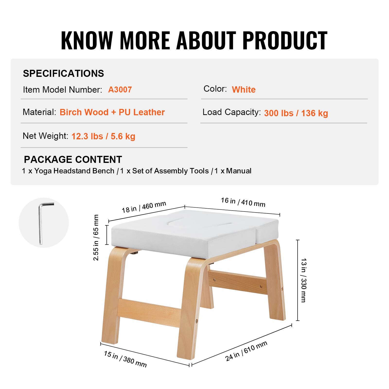 VEVOR Yoga Headstand Bench, 300 lbs Capacity Yoga Inversion Chair for ...