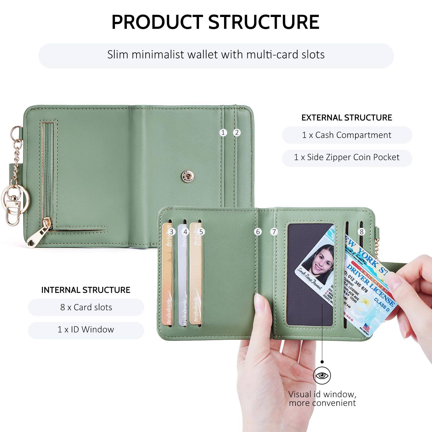 Jadie Link Slim Wallet Women Rfid Blocking Bifold Credit Card Holder ...