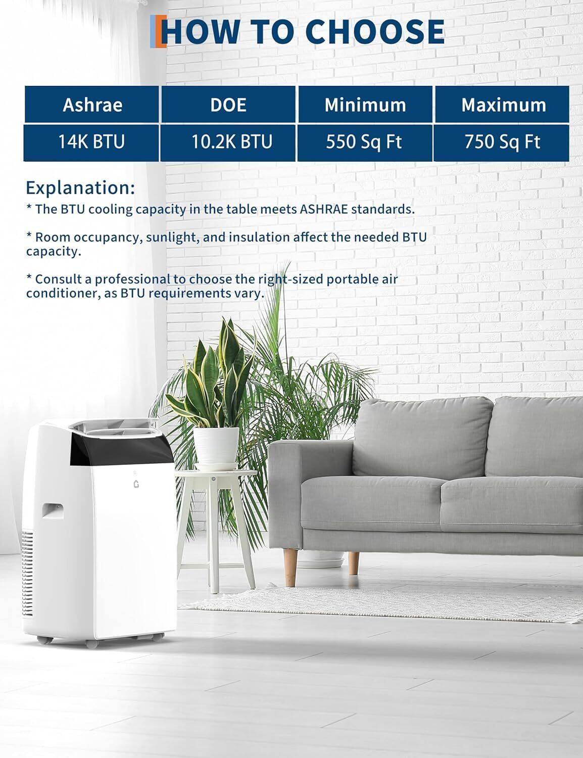GARVEE 14000 BTU Smart Portable Air Conditioners Cooling/Dehumidifier ...