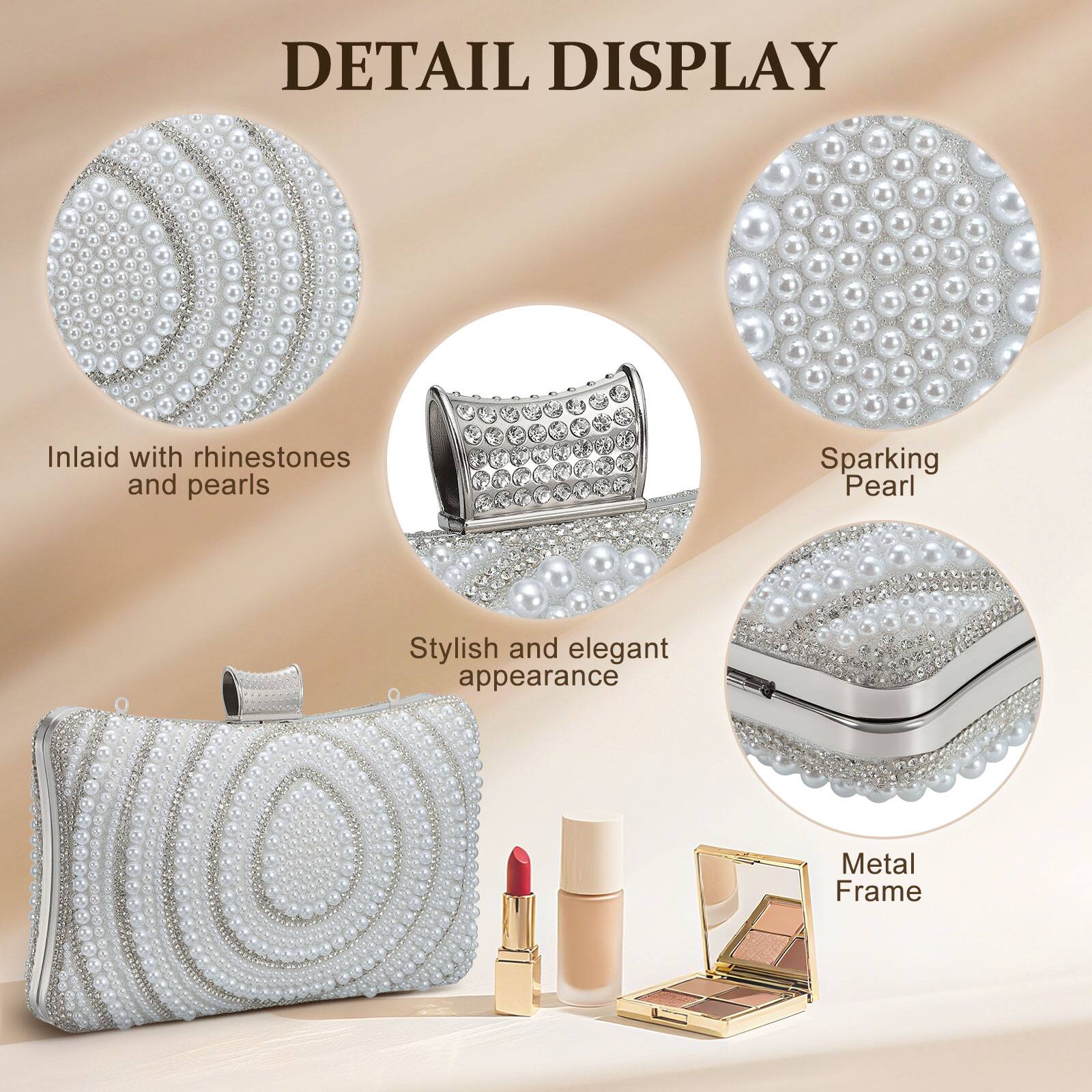 Unique Bargains Evening Bag for Women, Pearl Shiny Sequin Evening ...