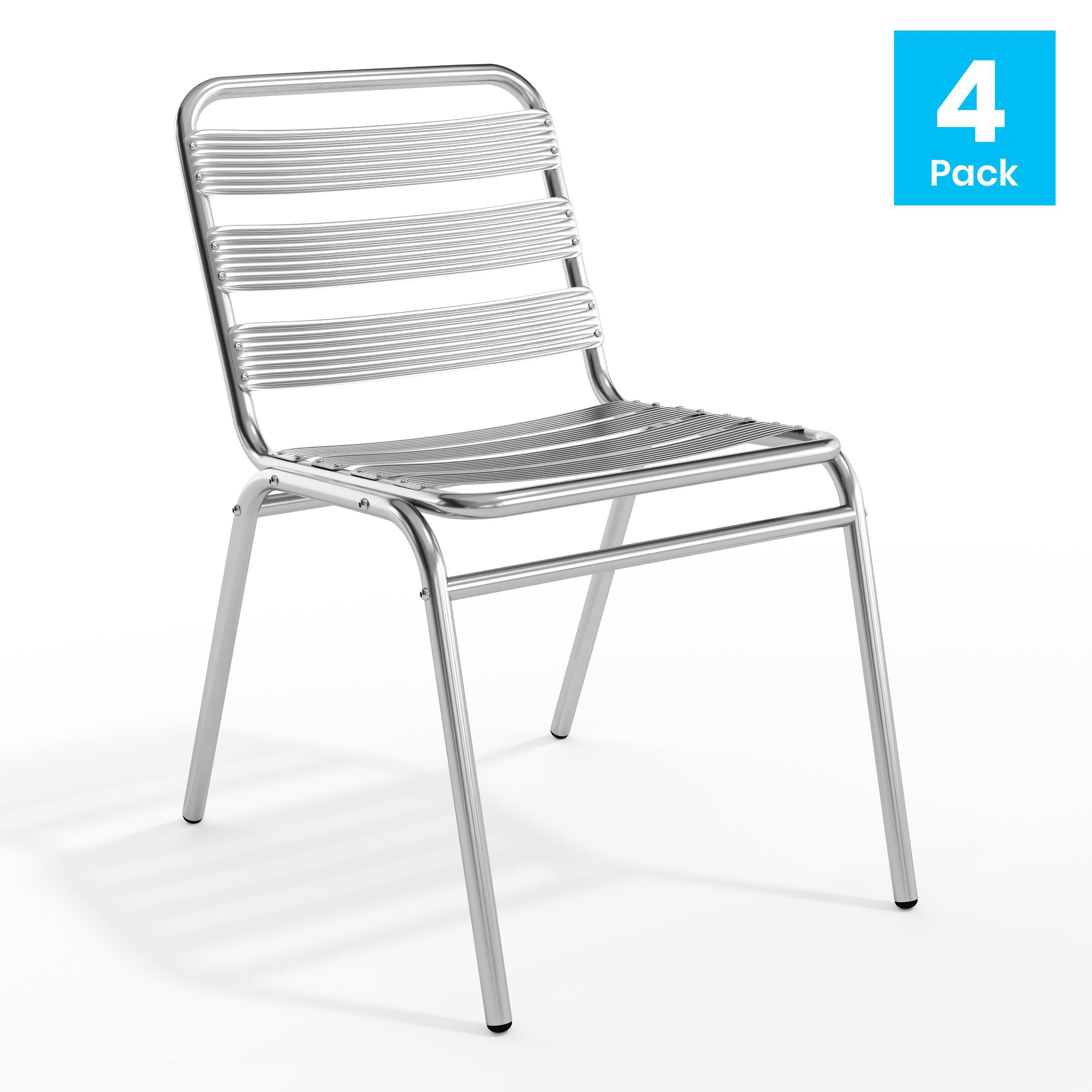 Emma + Oliver 4 Pack Metal Commercial Indoor Outdoor Armless Restaurant ...