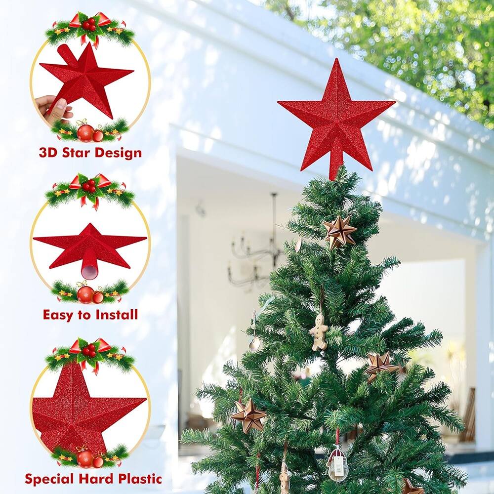 PARKER SLATER 8" Glitter 3D Star Tree Topper – Waterproof, Shatter ...
