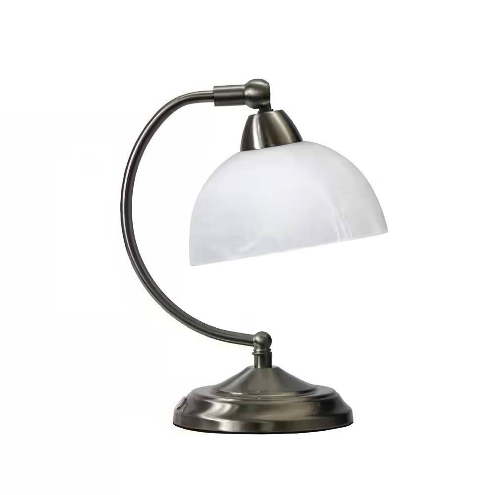 Hivvago Small Bankers Lamp Desk Light Table Lamp with Marbleized White ...