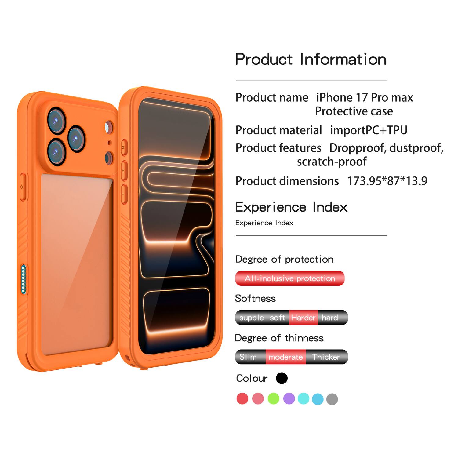 Dteck Waterproof Full Body Case for Apple iPhone 17 Pro Max Clear ...