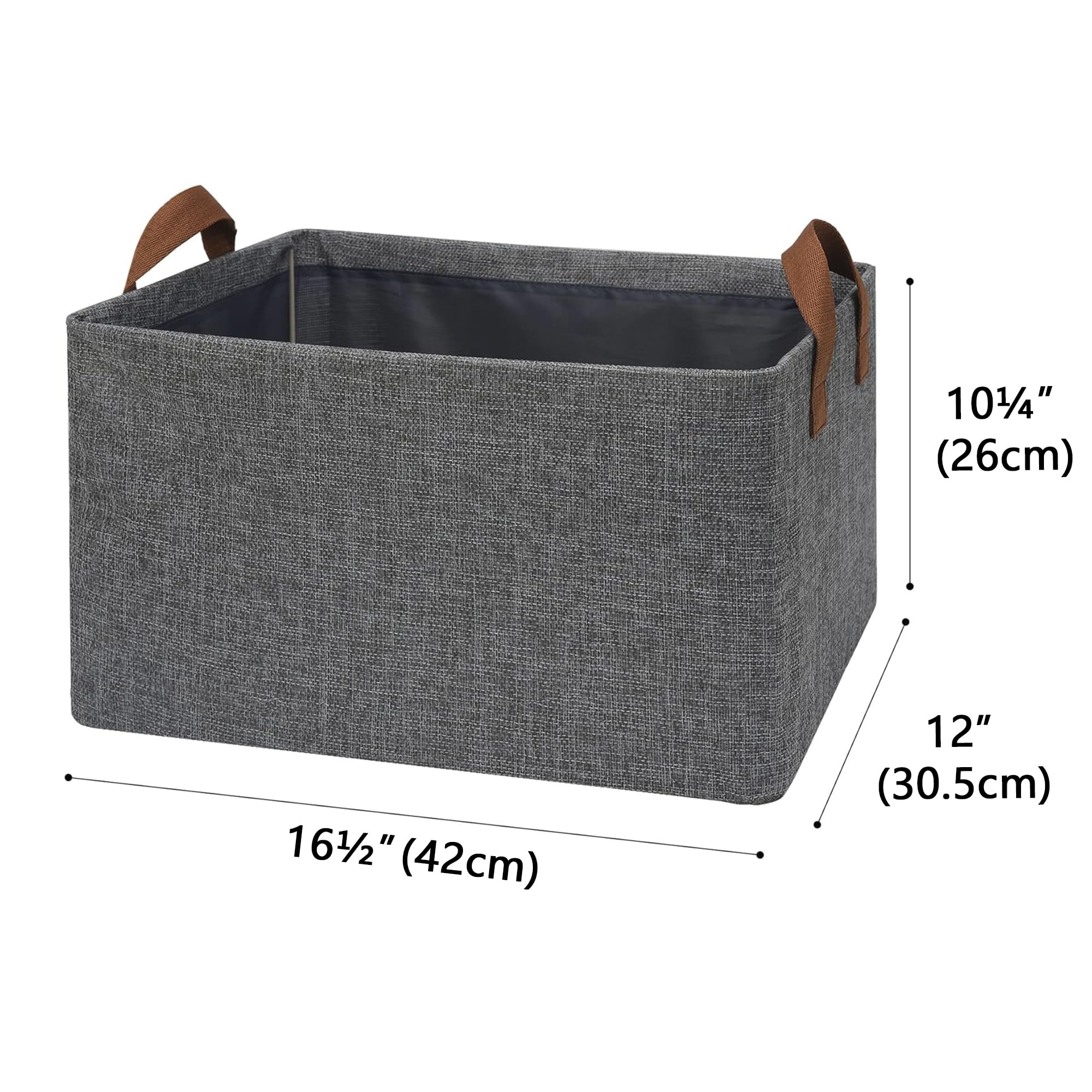 Dapper Styles Closet Storage Baskets Collapsible Fabric Bins With Metal ...