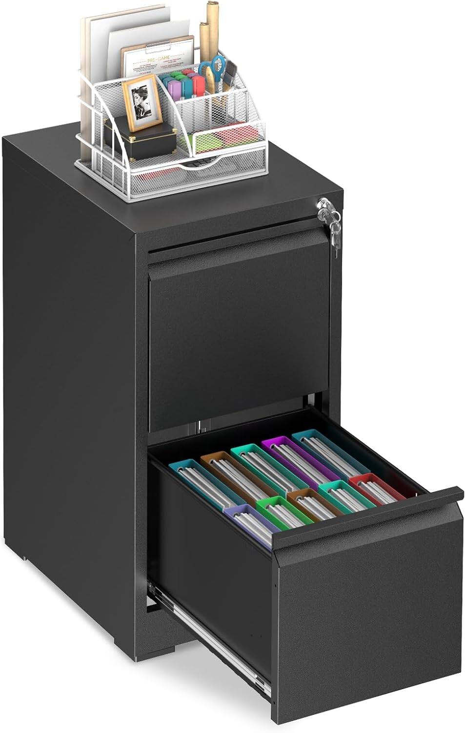 U HOMY 2 Drawer File Cabinet with Lock – Compact Metal Filing Cabinet ...