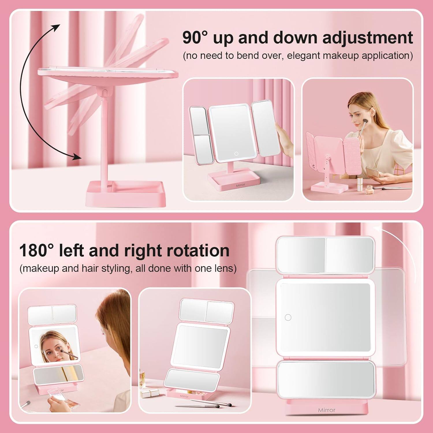 Stamp n Camp Makeup Mirror Vanity with Lights, 83 LEDs, 360 Degree ...