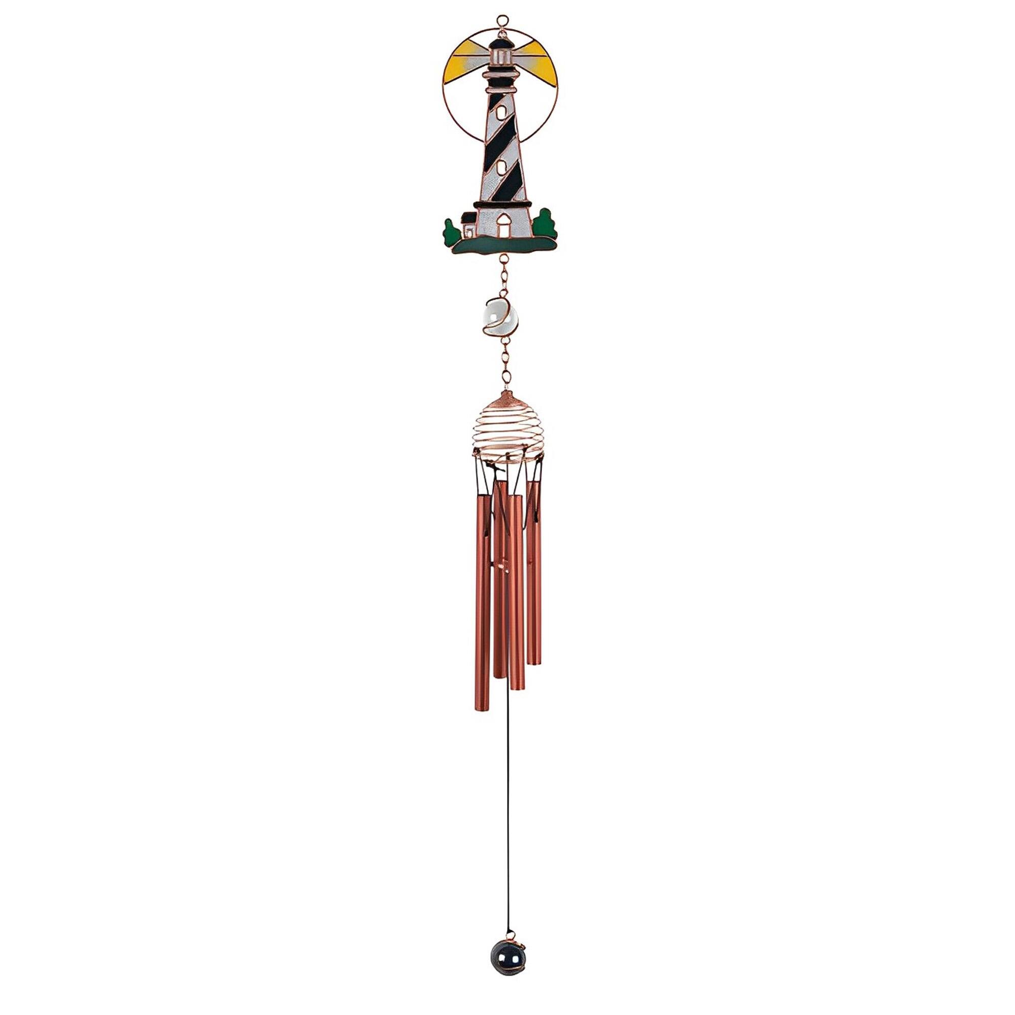 FC Design 22" Long Lighthouse Wind Chime with Copper Gem Outdoor Patio ...