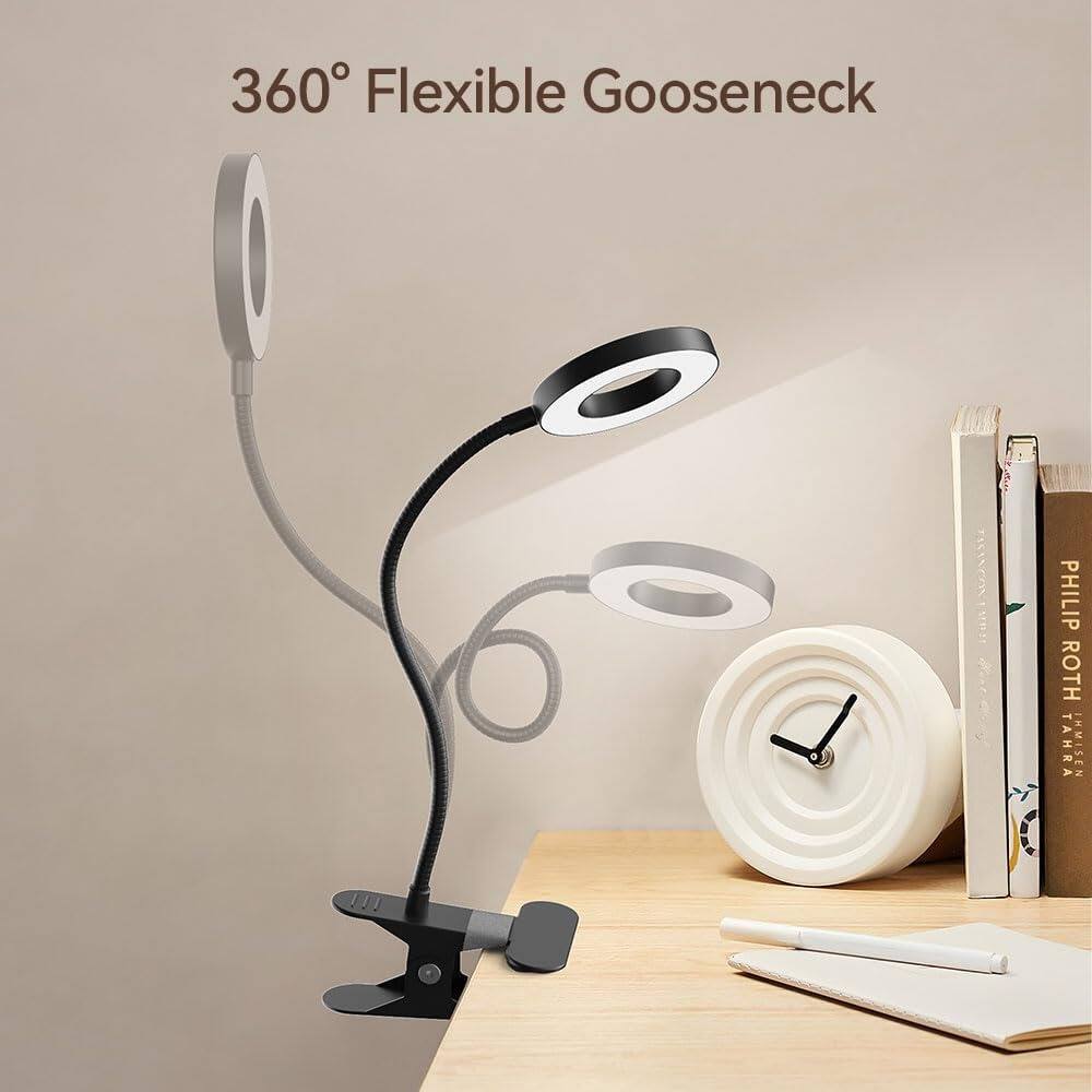 PARKER SLATER LED Desk Lamp Clip On Light with 3 Color Modes & 10 ...