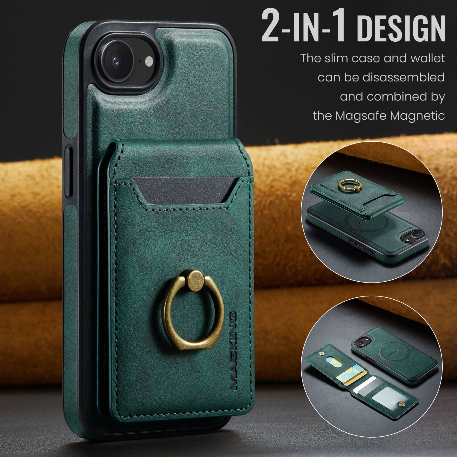 Dteck Mag Safe Wallet Case for Apple iPhone 17e/16e,2 in 1 Detachable ...