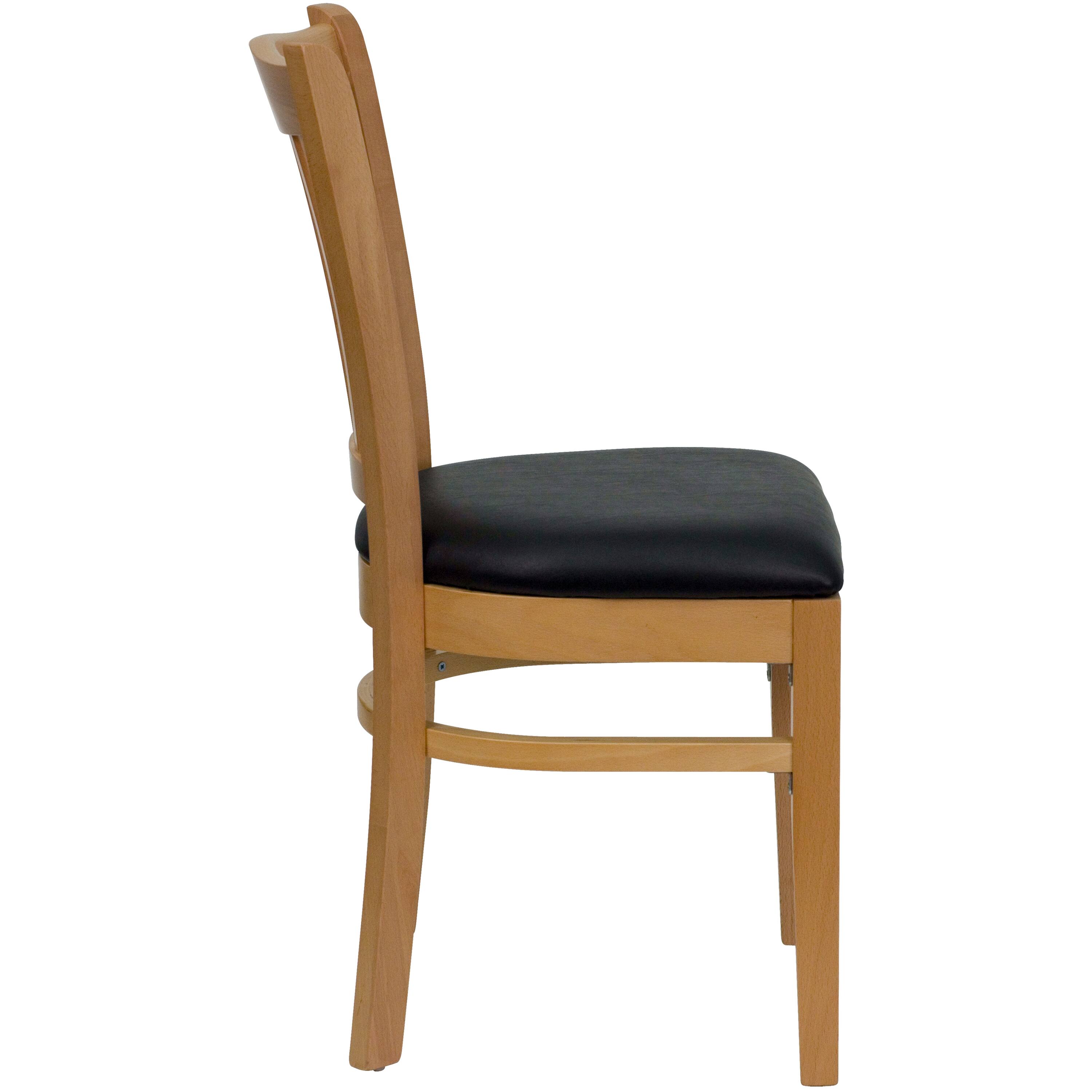 Emma + Oliver Vertical Slat Back Wooden Restaurant Dining Chair Black ...