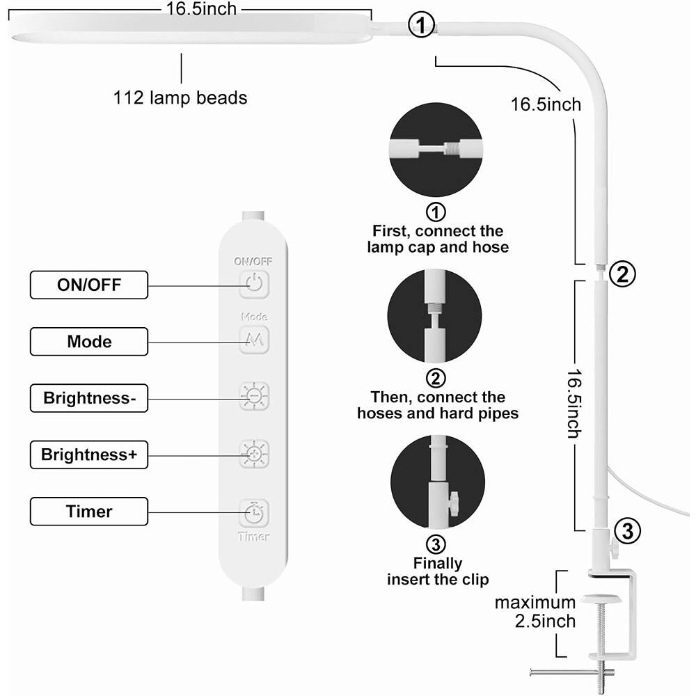PARKER SLATER 33.5" LED desk lamp with flexible gooseneck, 5 color ...