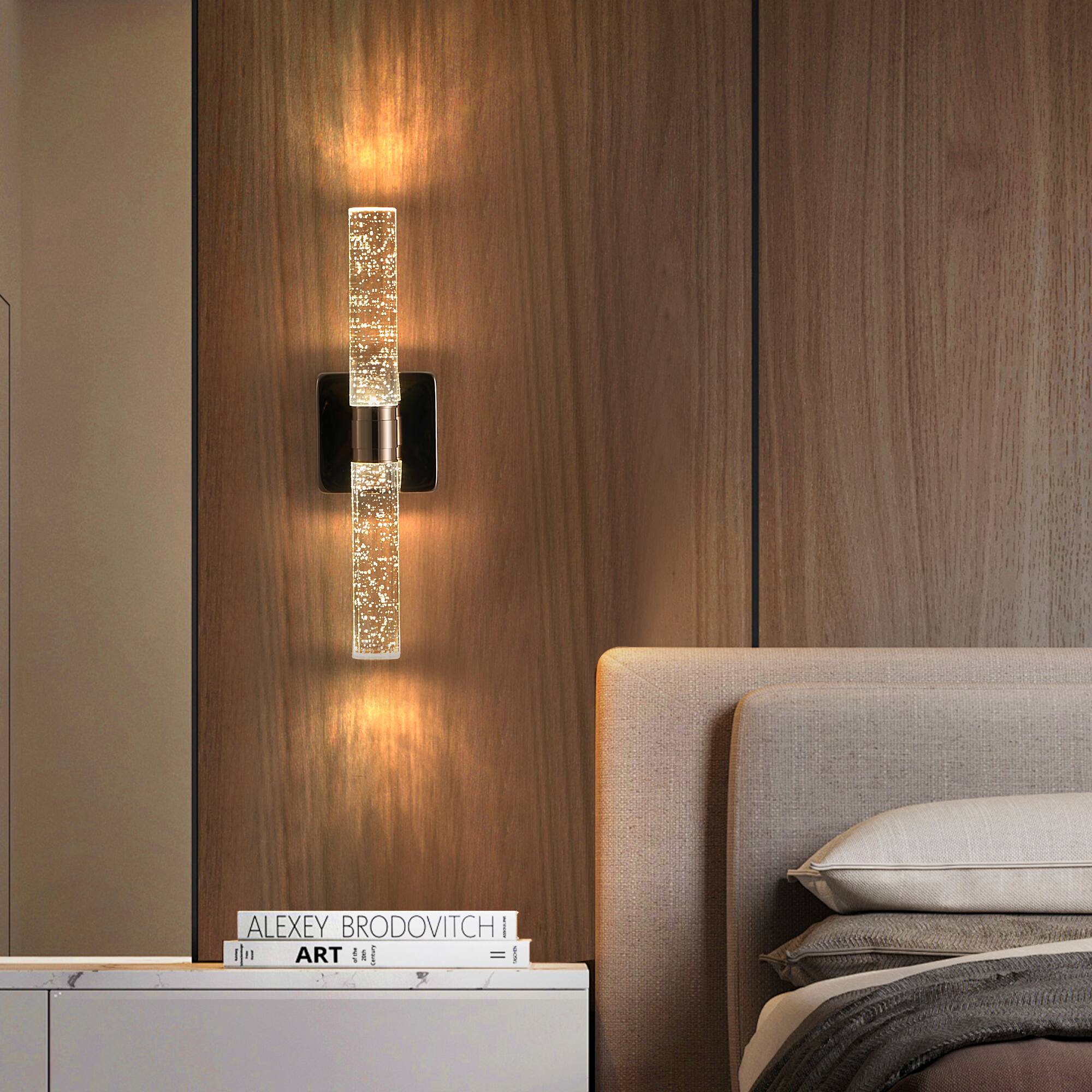 APRILSOUL Contemporary Crystal Wall Light Gold Plating Finish with ...