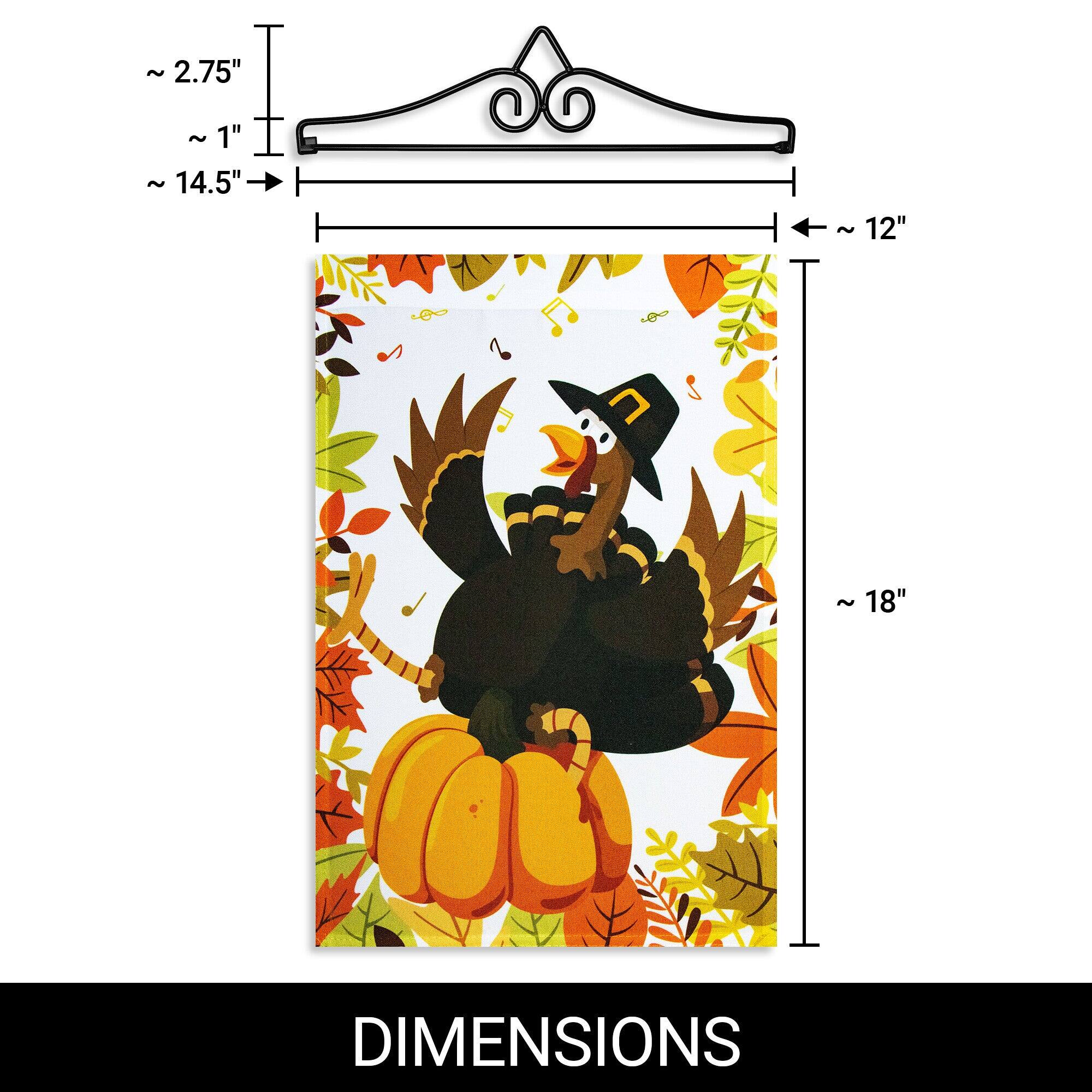 G128 Combo Garden Flag Hanger 14.2 in with 12x18 in Pilgrim Turkey and ...
