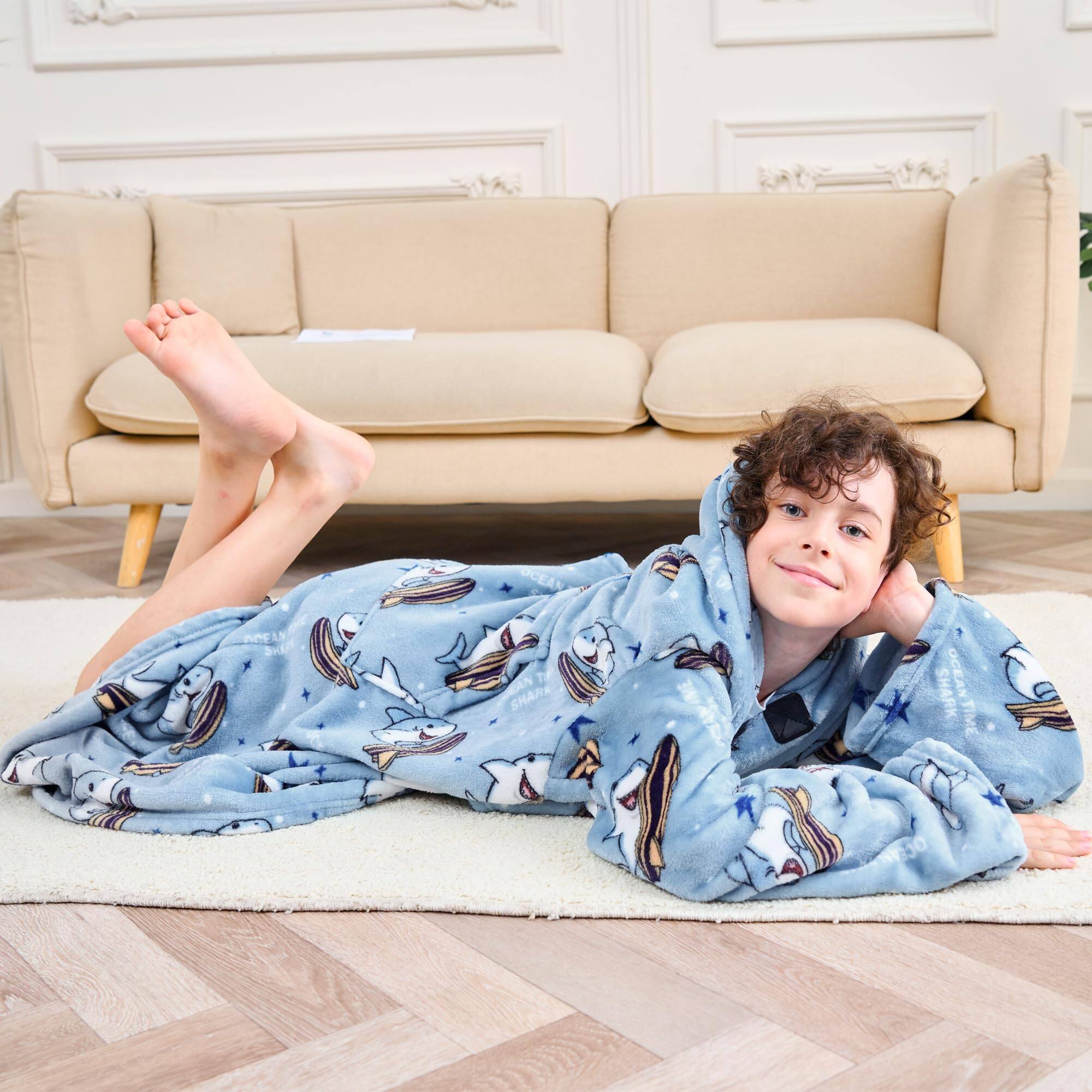 Pacoar Cade Snuggies Wearable Fleece Blanket With Sleeves & Foot Pocket ...