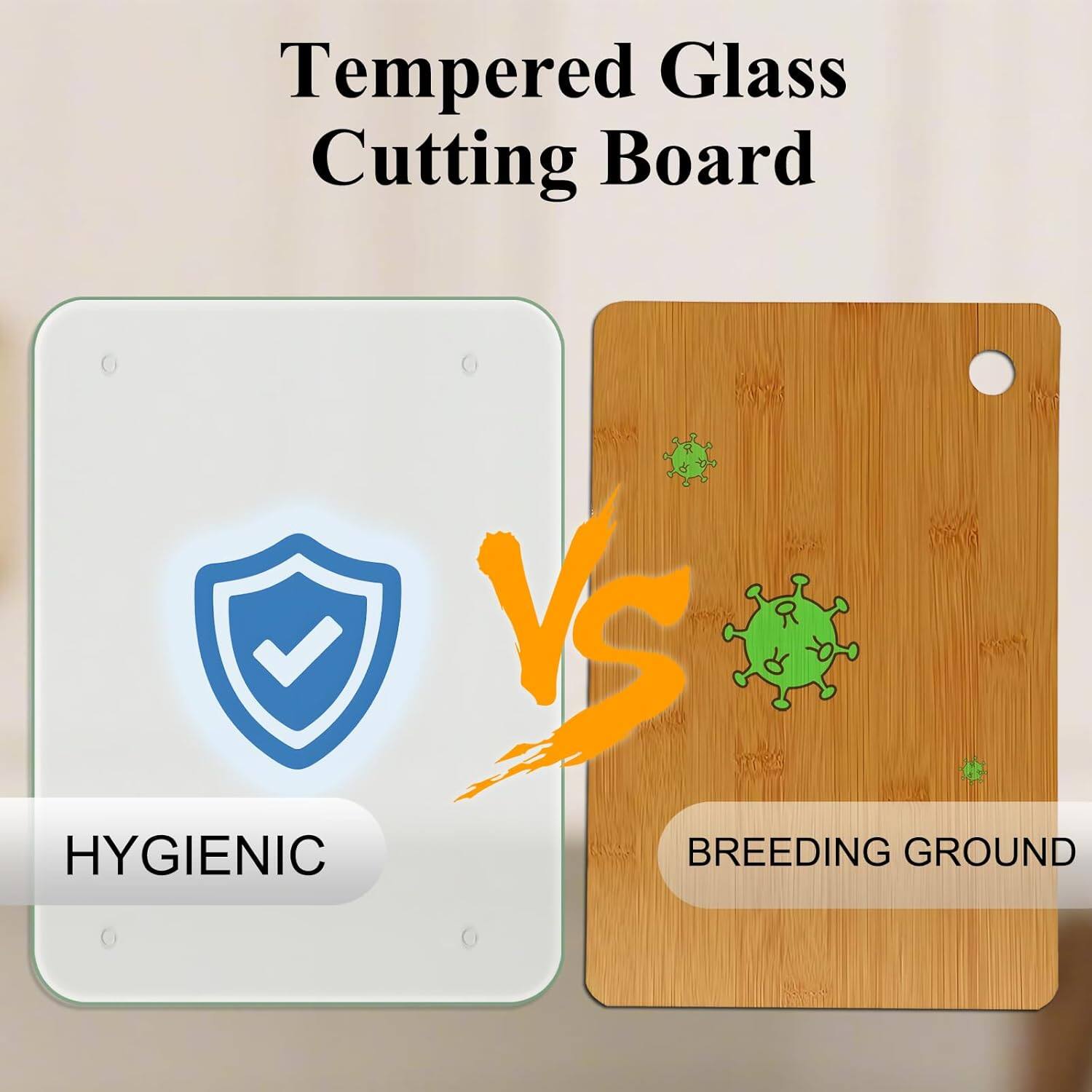 PARKER SLATER Tempered Glass Cutting Board Set, 2 Pack, Clear, Non Slip ...