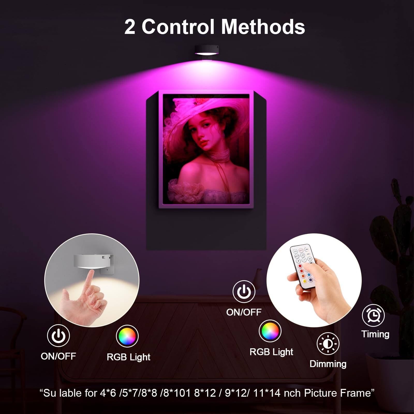Empire DigiLabs Picture Lights For Wall 13 Rgb Color Rechargeable ...
