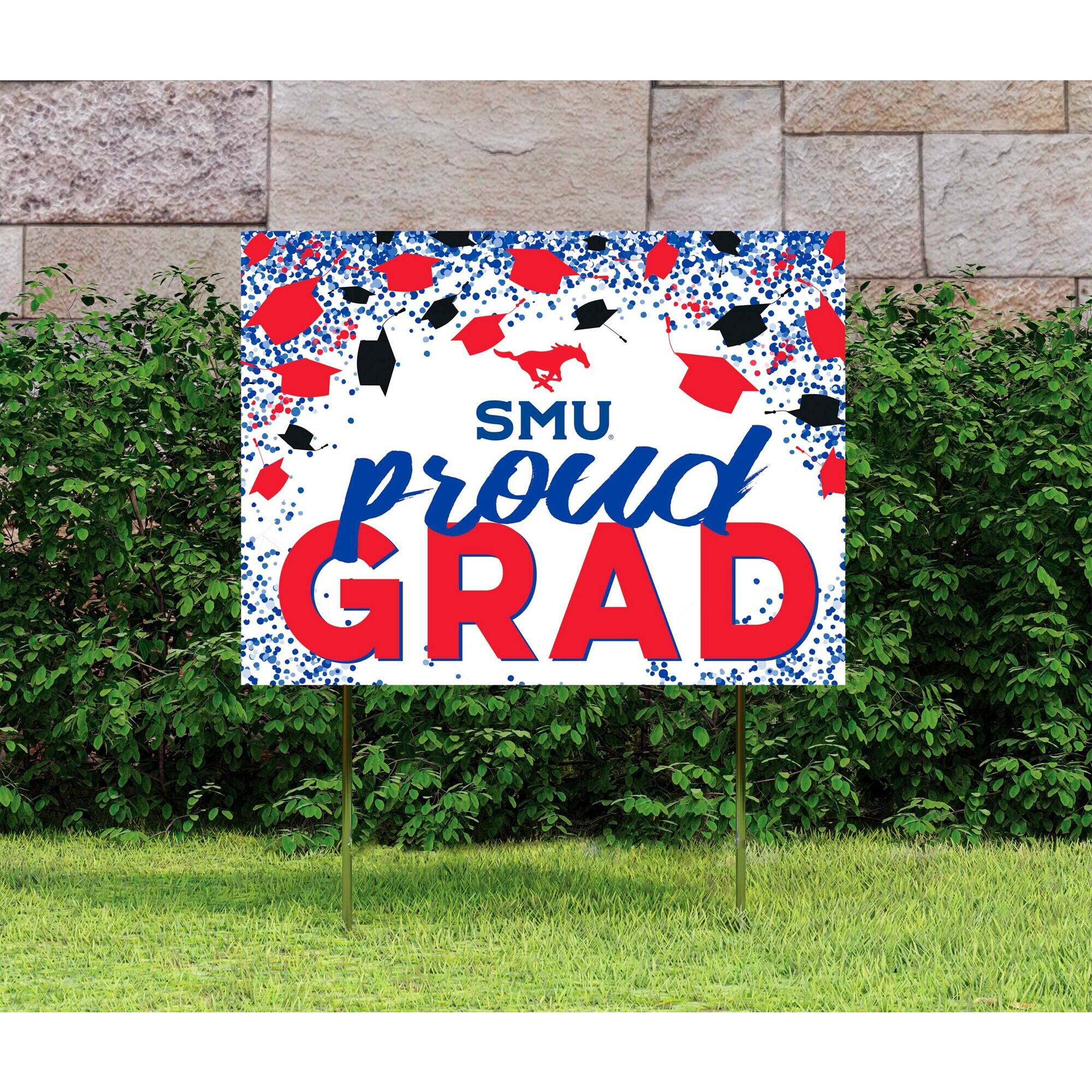Jardine SMU Mustangs 18" x 24" Proud Grad Yard Sign White 200047317 ...
