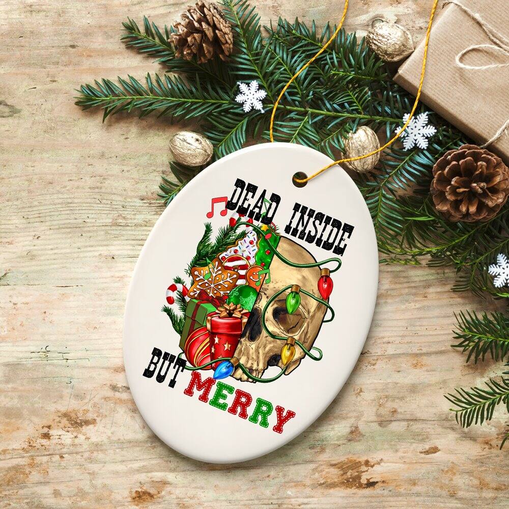 OrnamentallyYou Dead Inside but Merry Ornament Christmas Skull Multi ...