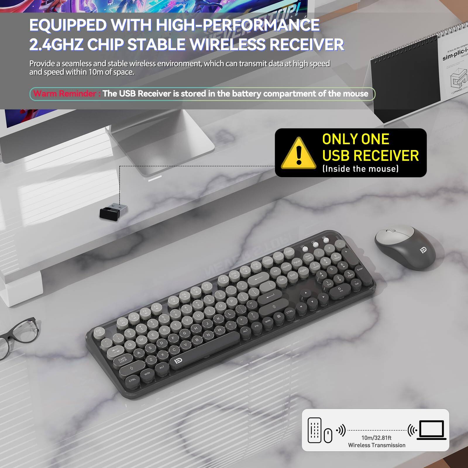 Earthley Blooms Wireless And Mouse Combo Full sized Cute Colorful With ...