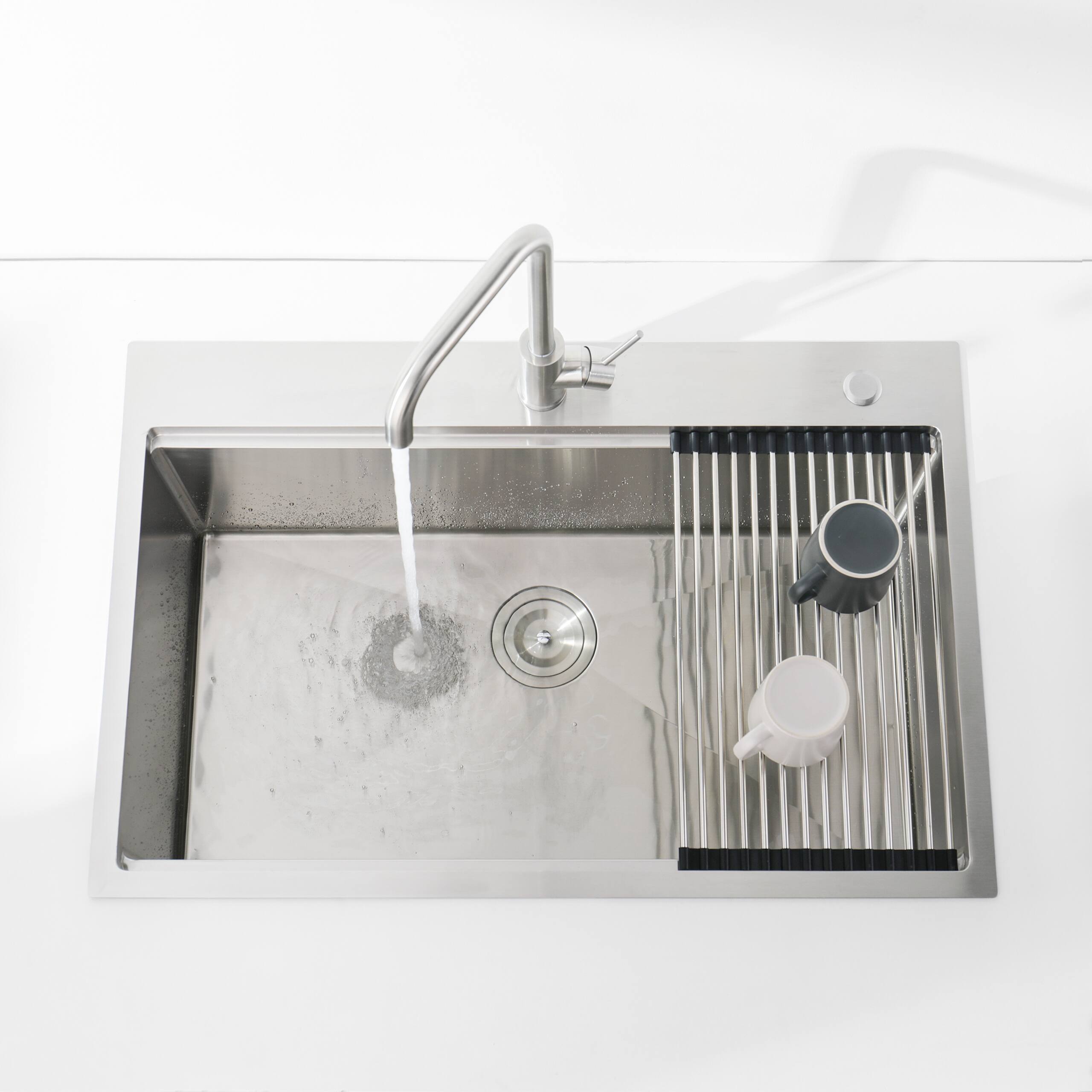 APRILSOUL Stainless Steel Kitchen Sink 36x22 Single Bowl Overmount ...