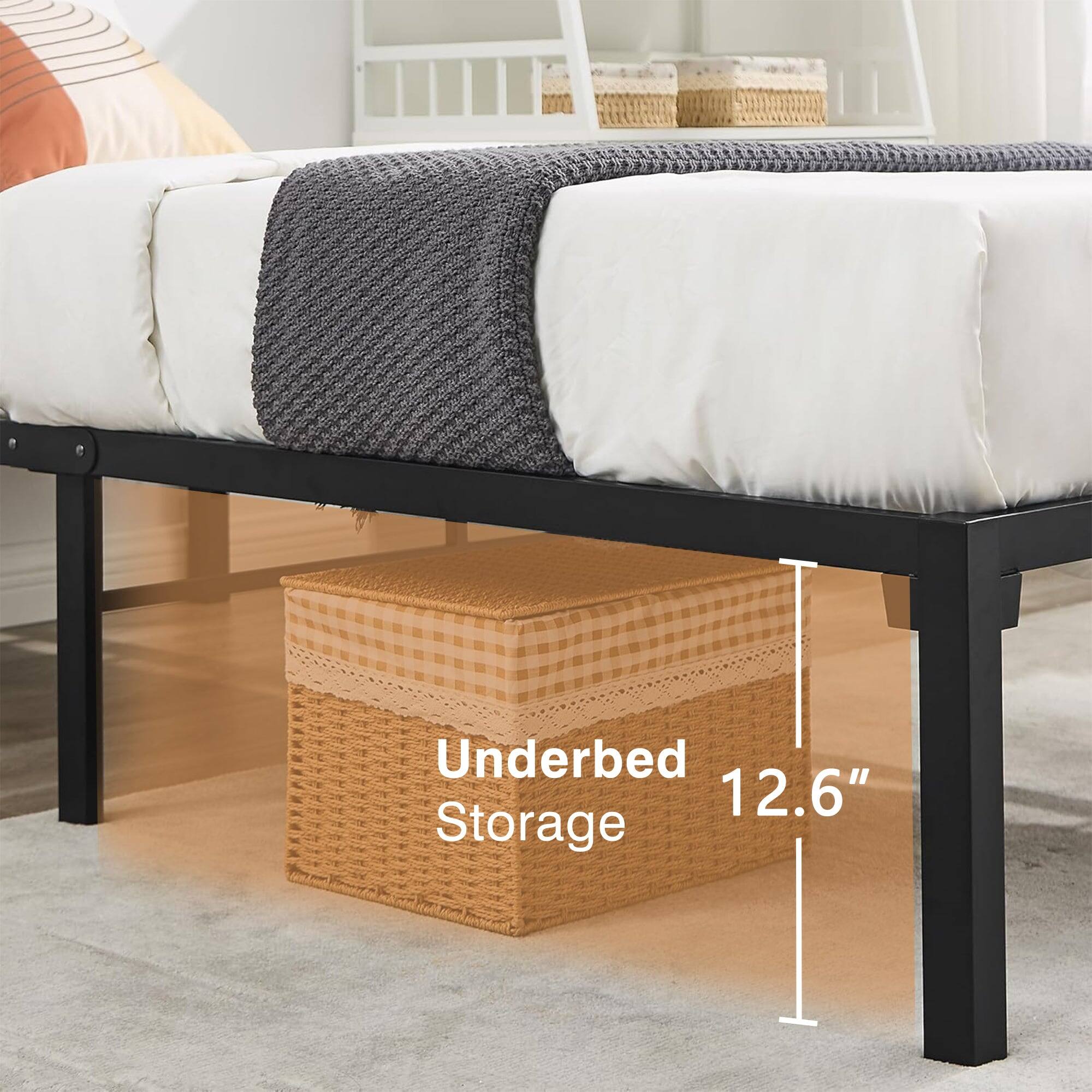 Vecelo Full Bed Frame No Tools Assembly 3000lb Capacity, 14.2" Storage ...