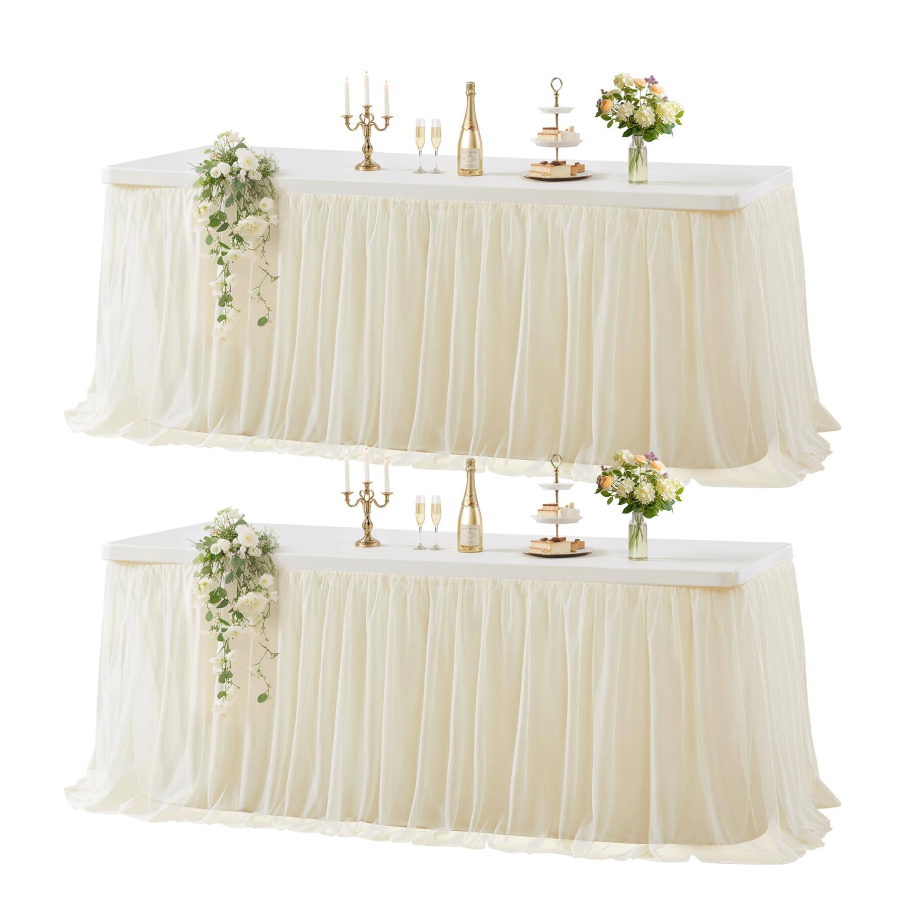 Dapper Styles Tulle Tablecloth For Rectangle Tables Wrinkle Free Light ...