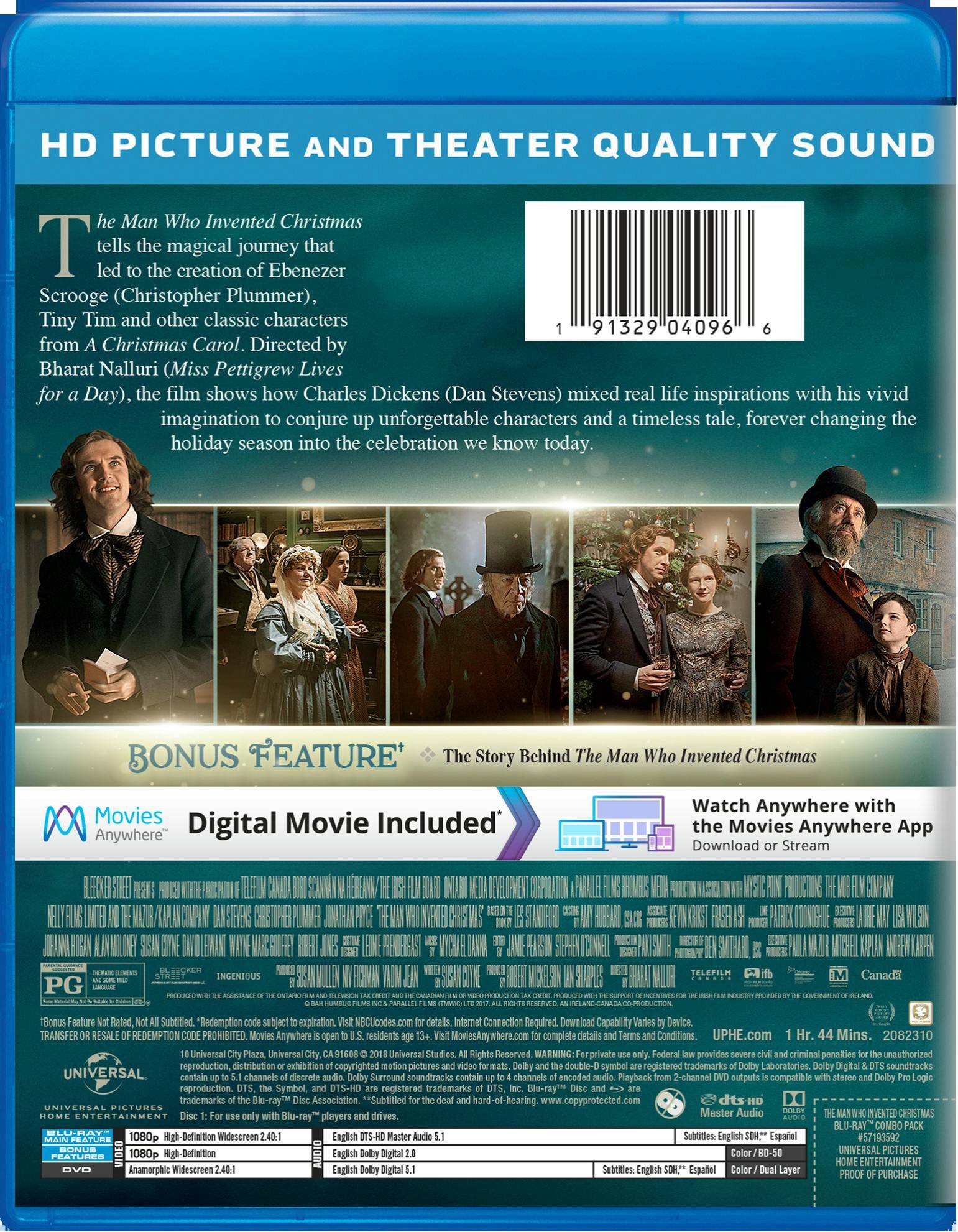 The Man Who Invented Christmas (DVD + Digital) [Blu ray] [Standard ...