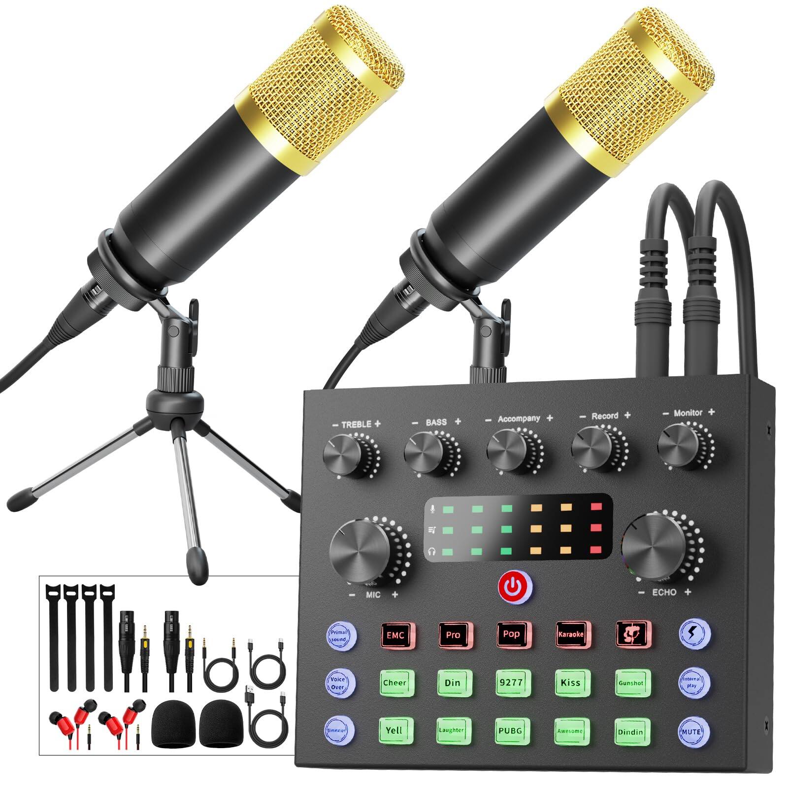 PO3TICJUNKI3 Podcast Equipment Bundle For 2 Audio Interface Dj Mixer ...