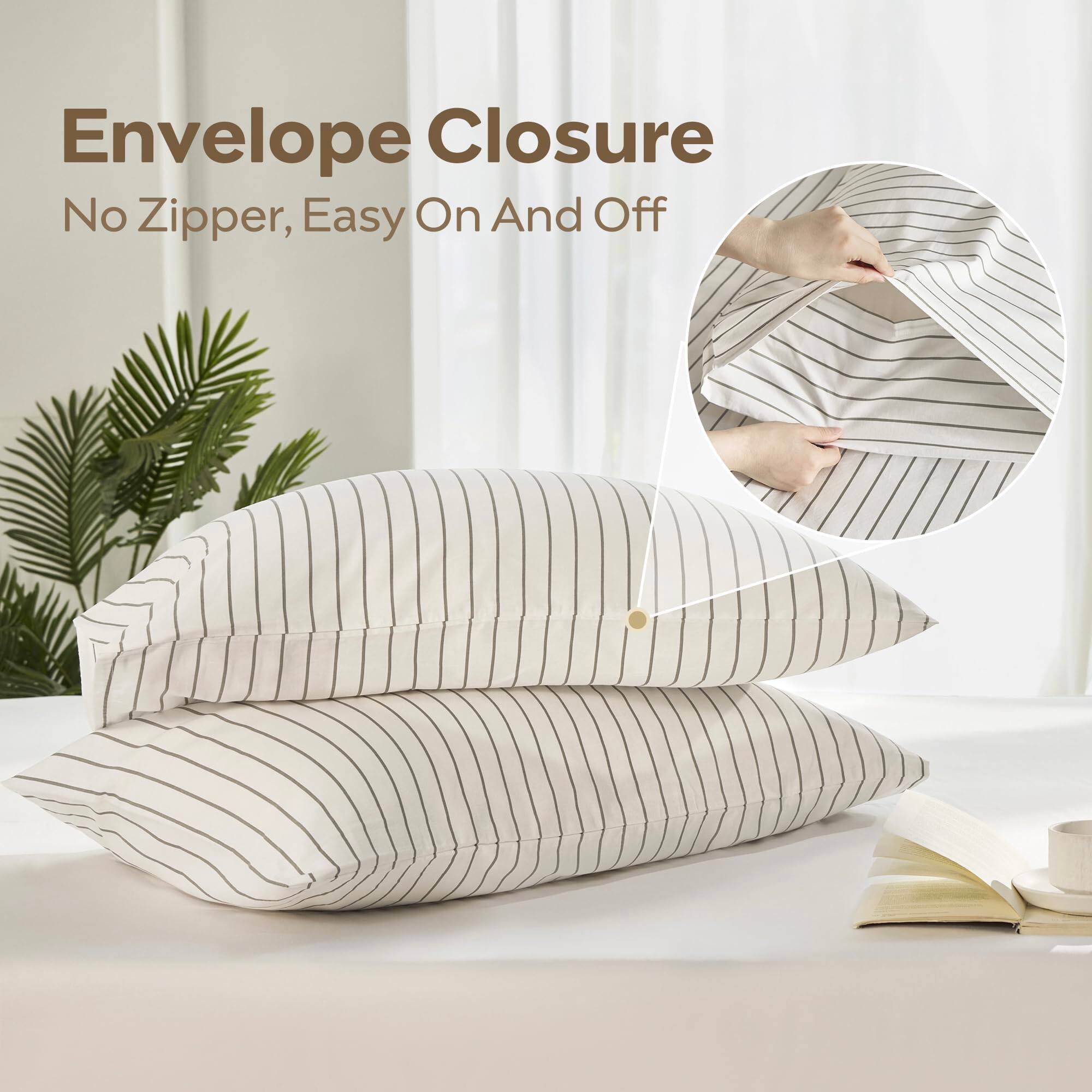 Reds Spade Striped Duvet Cover Set Cotton 3pcs Vertical Stripes Bedding Zipper Closure 8 Corner ...