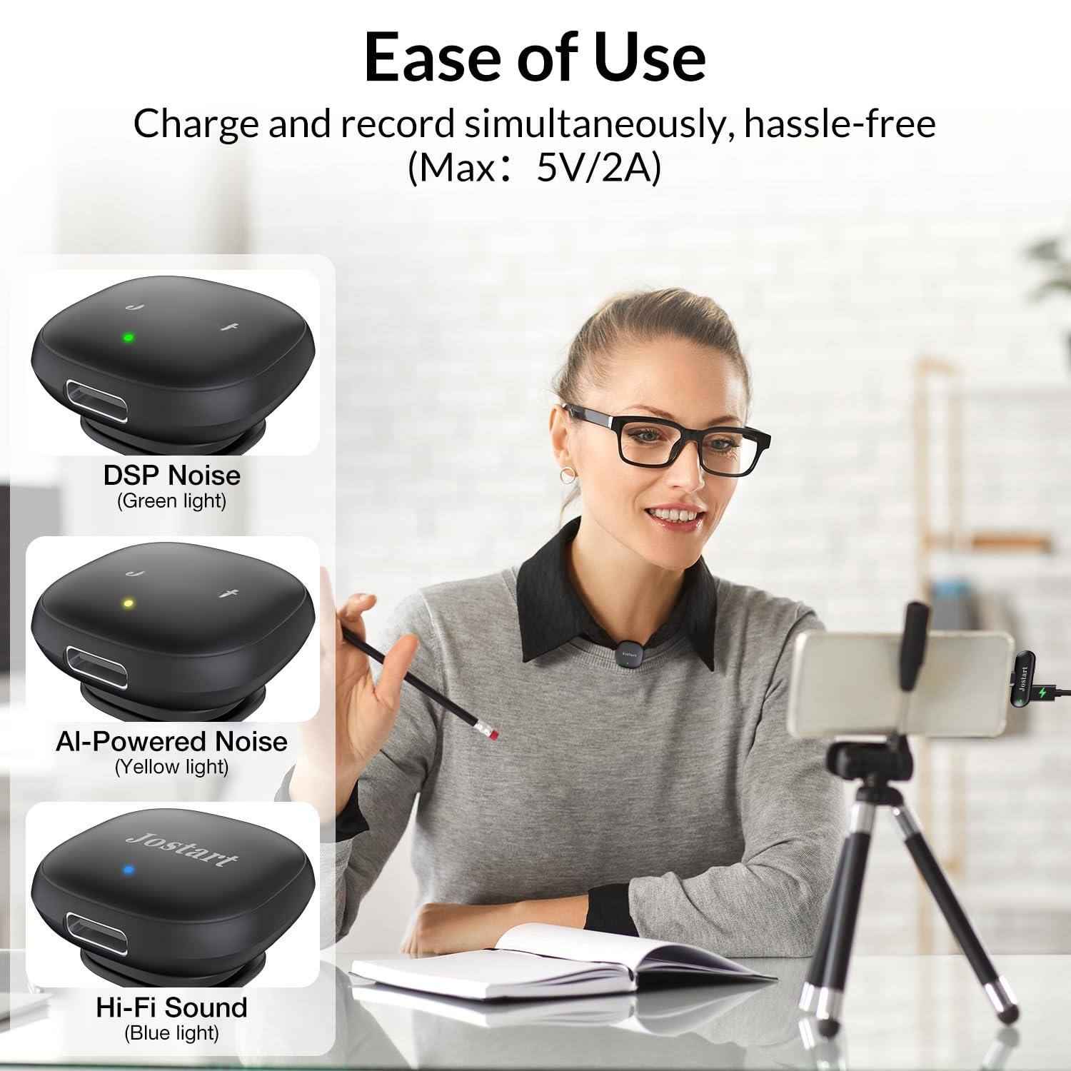 Dazzling Pops Wireless Mini Microphone For Android Using Ai Smart Noise Reduction Technology ...