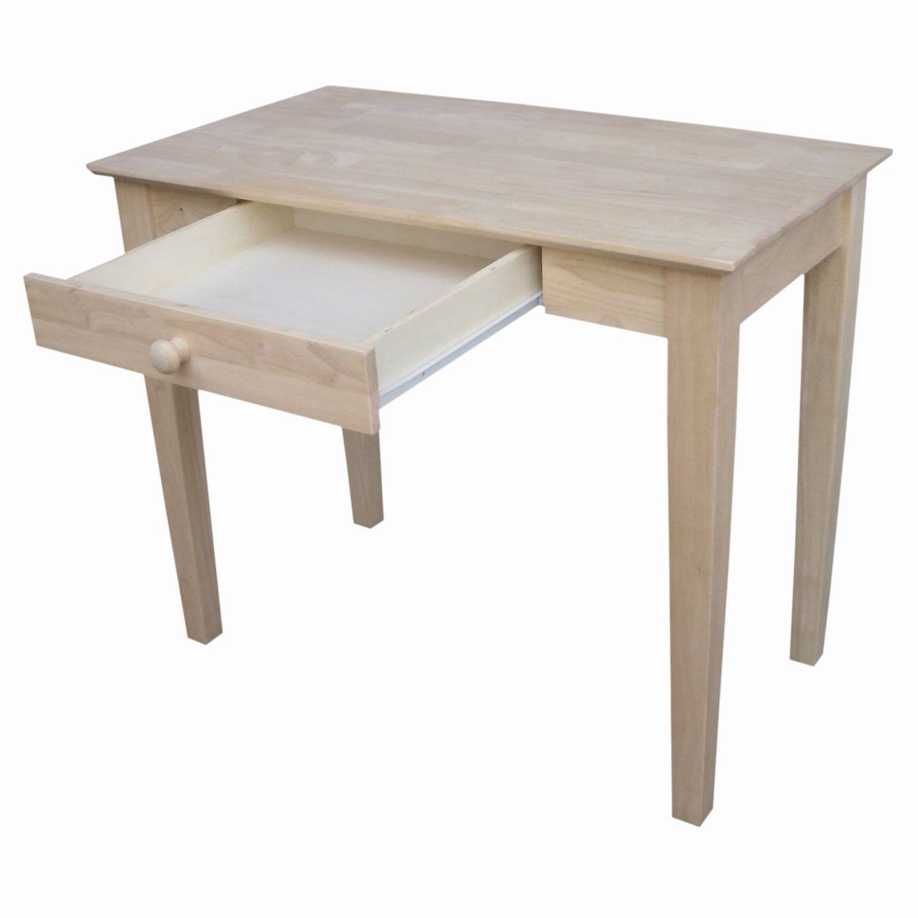 SlickBlue Wooden Writing Table with Drawer – Unfinished Solid Wood ...