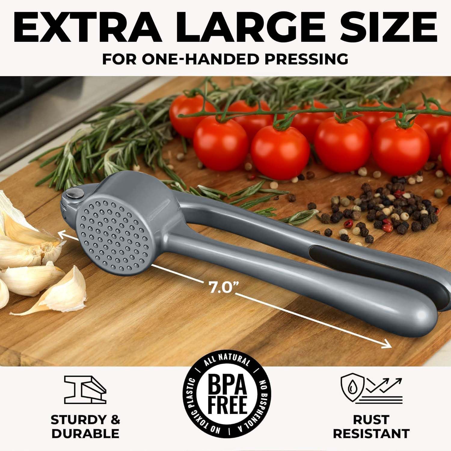 Zulay Kitchen Large Premium Garlic Press Set Bigger Bowl for Bigger ...
