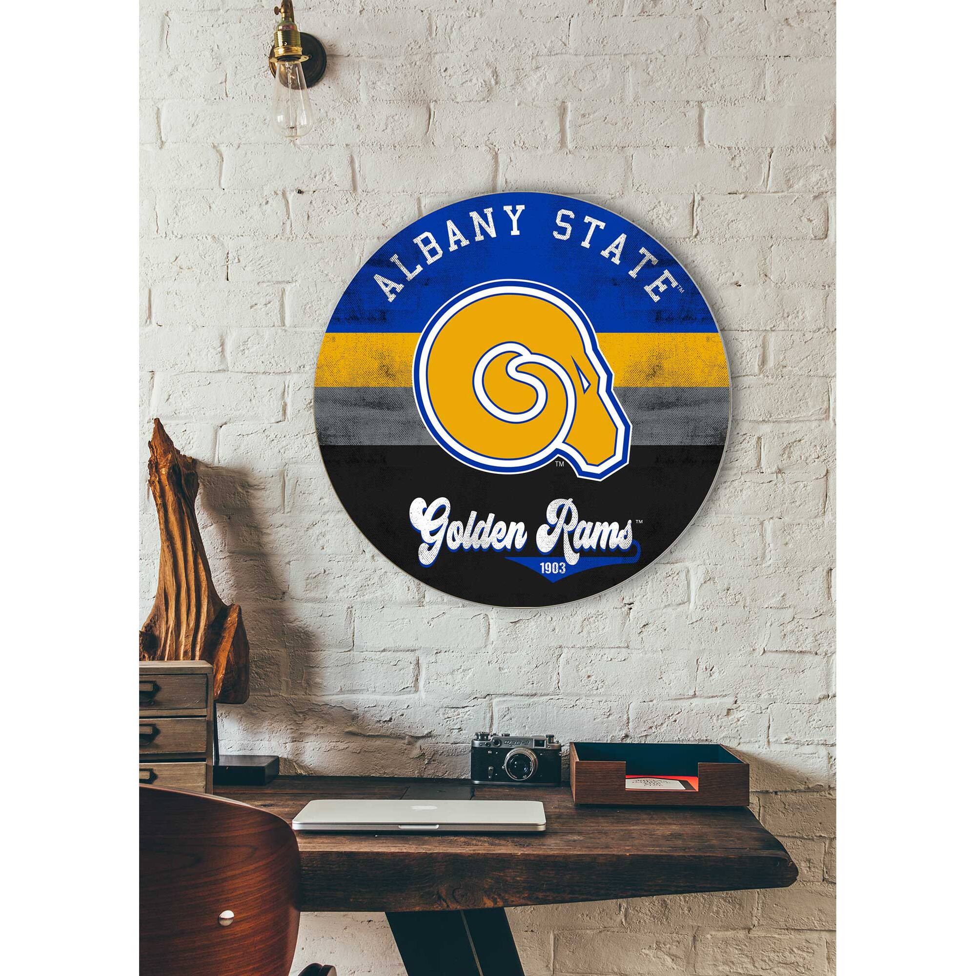 Jardine Albany State Golden Rams 20'' x 20'' Retro Logo Circle Sign ...
