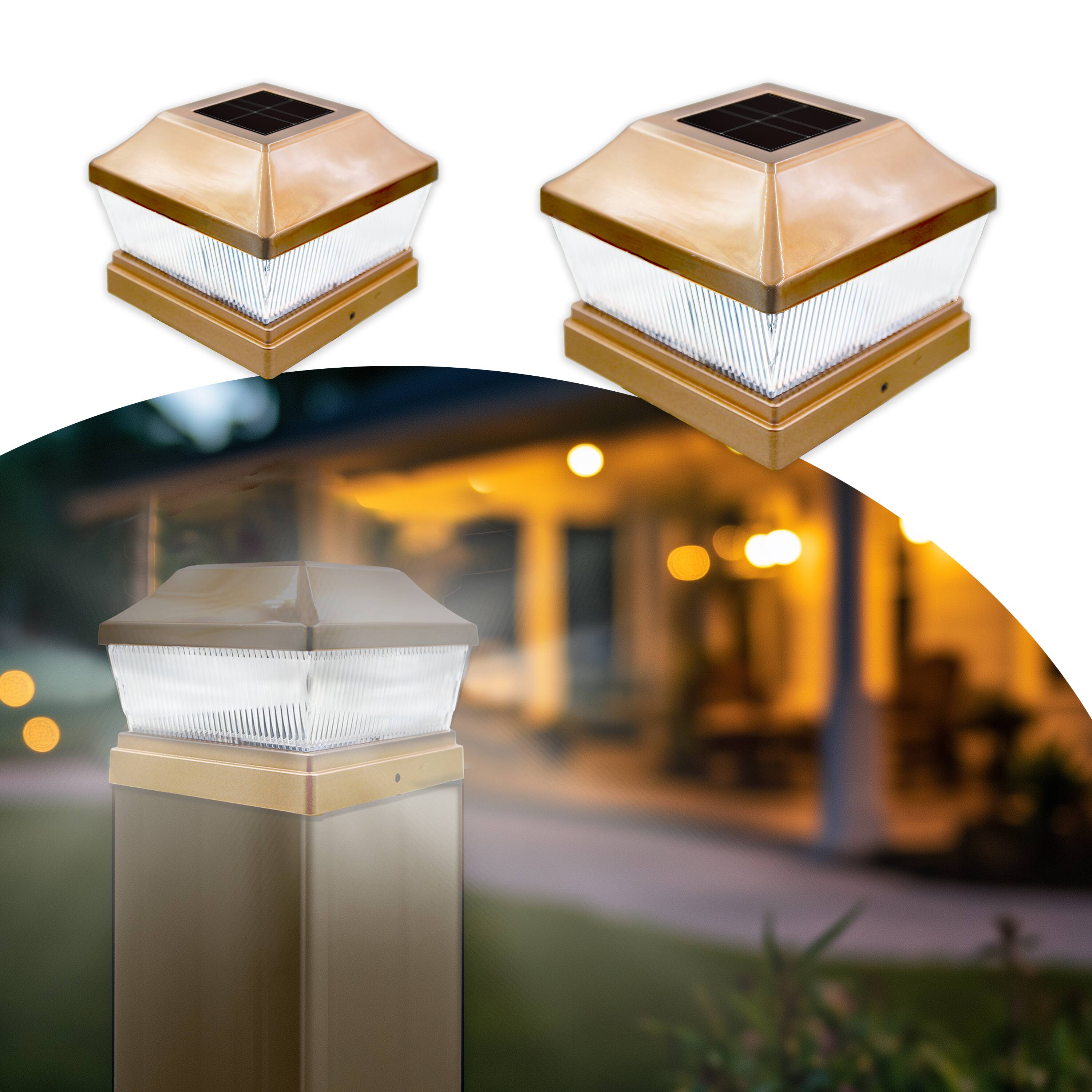 FC Design Ultra Bright Stainless Copper Solar Post Light 2 SMD LED 28 ...