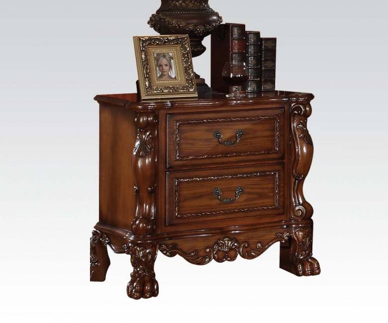 Tiramisubest Elegant Cherry Oak Nightstand with 2 Drawers Red ZSJ125 ...