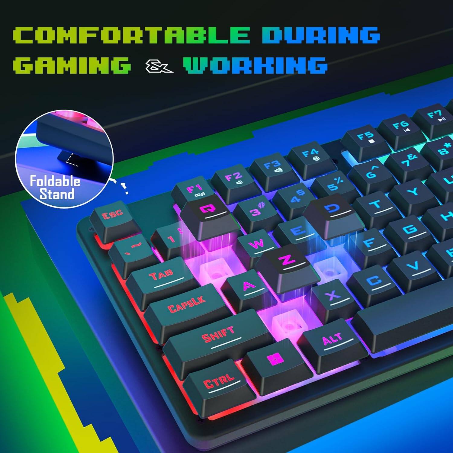 REDRAGON S107 RGB BA Gaming Keyboard and Mouse Combo, RGB Backlit ...