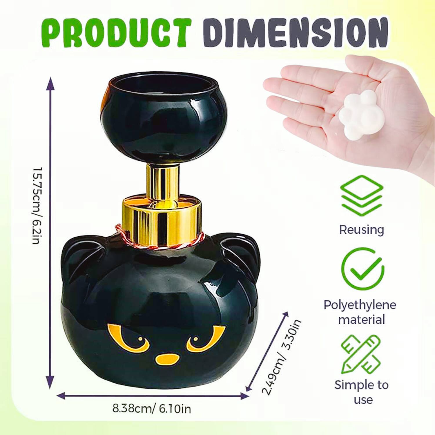 Giantpower 2 Pack Cute Cat Paw Foam Soap Dispenser 16oz Black CSD01 - Best Buy
