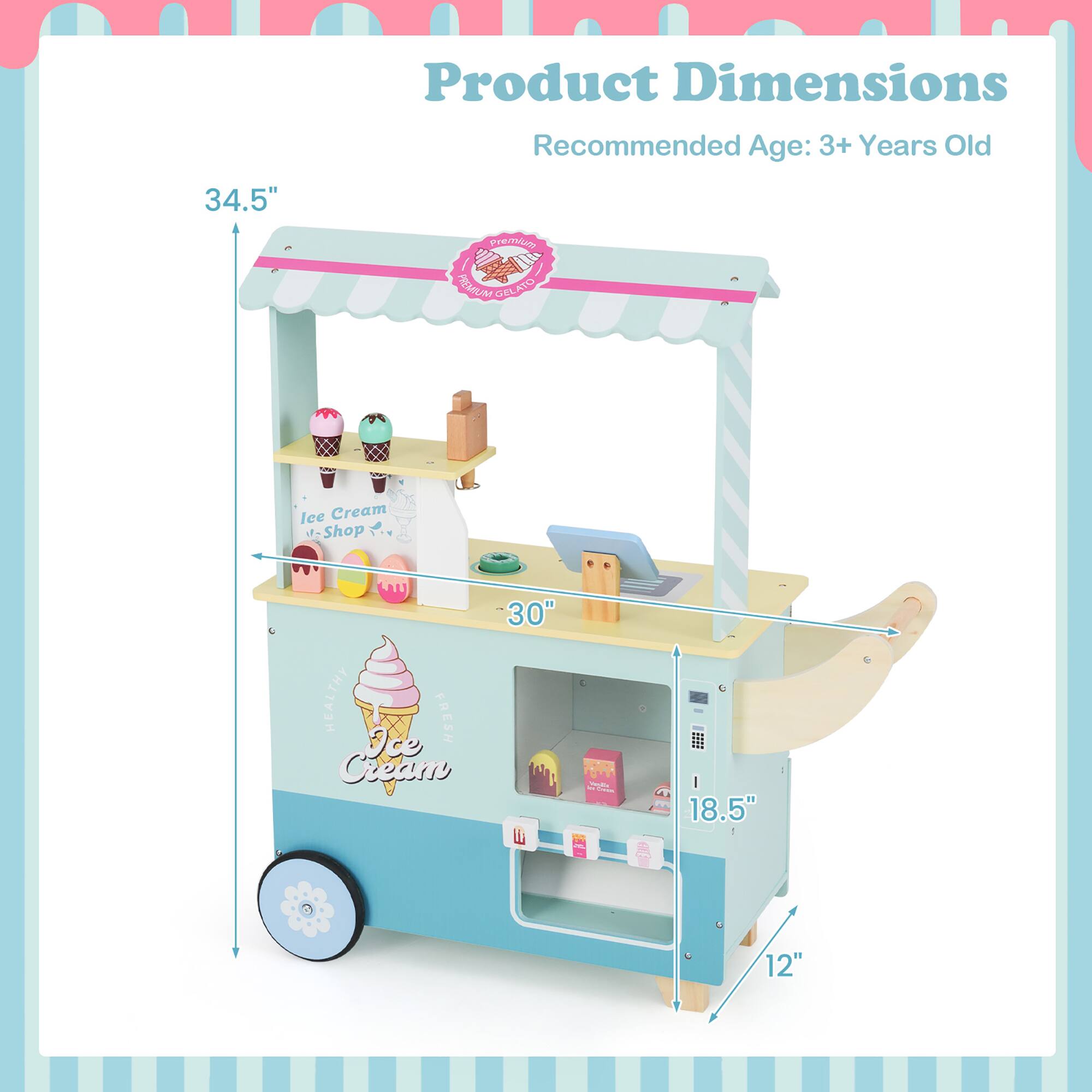 Gymax Kids Ice Cream Cart w/ Vending Machine & Ice Cream Maker Toys ...