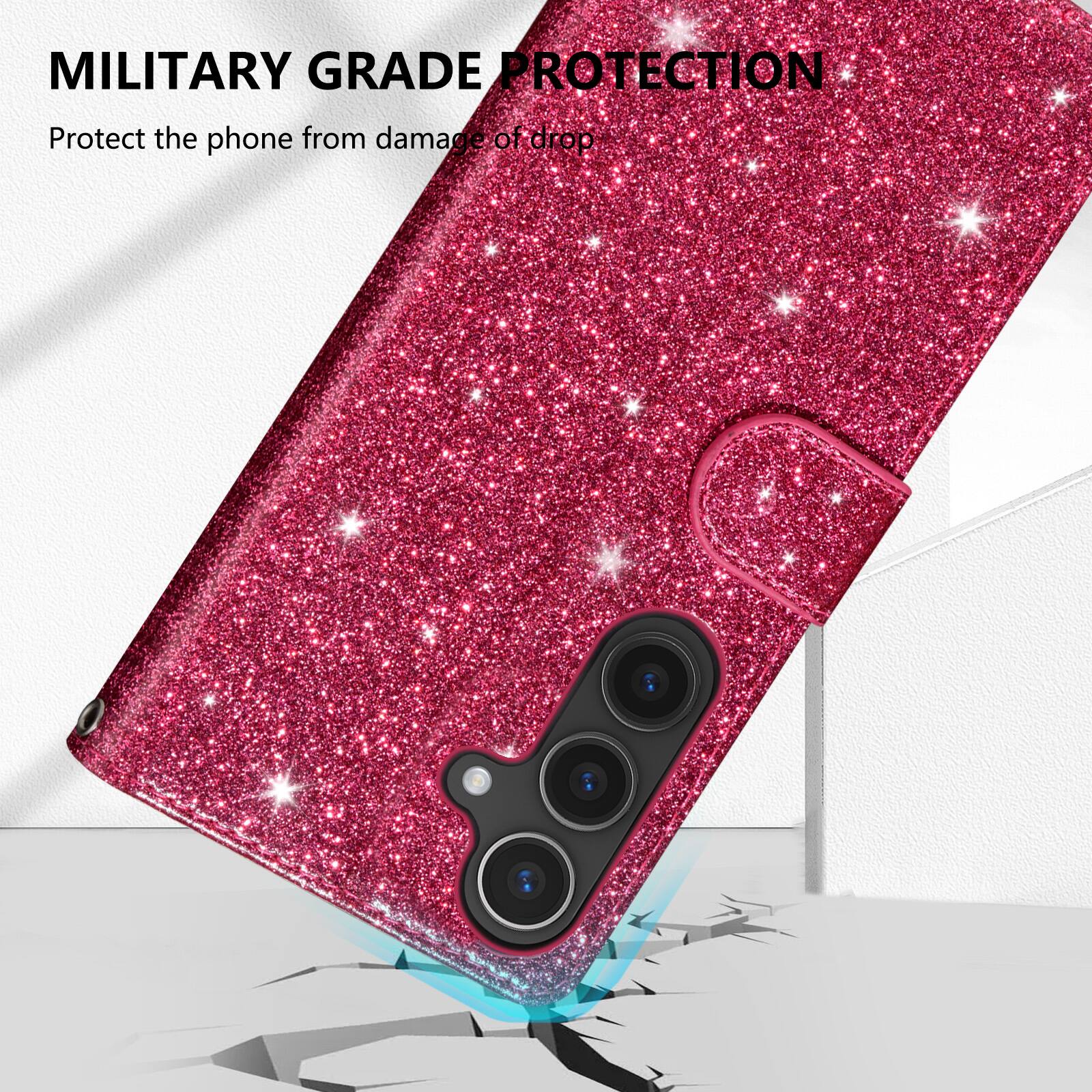 Dteck Glitter Zipper Wallet Case for Samsung Galaxy S26+ with Card ...