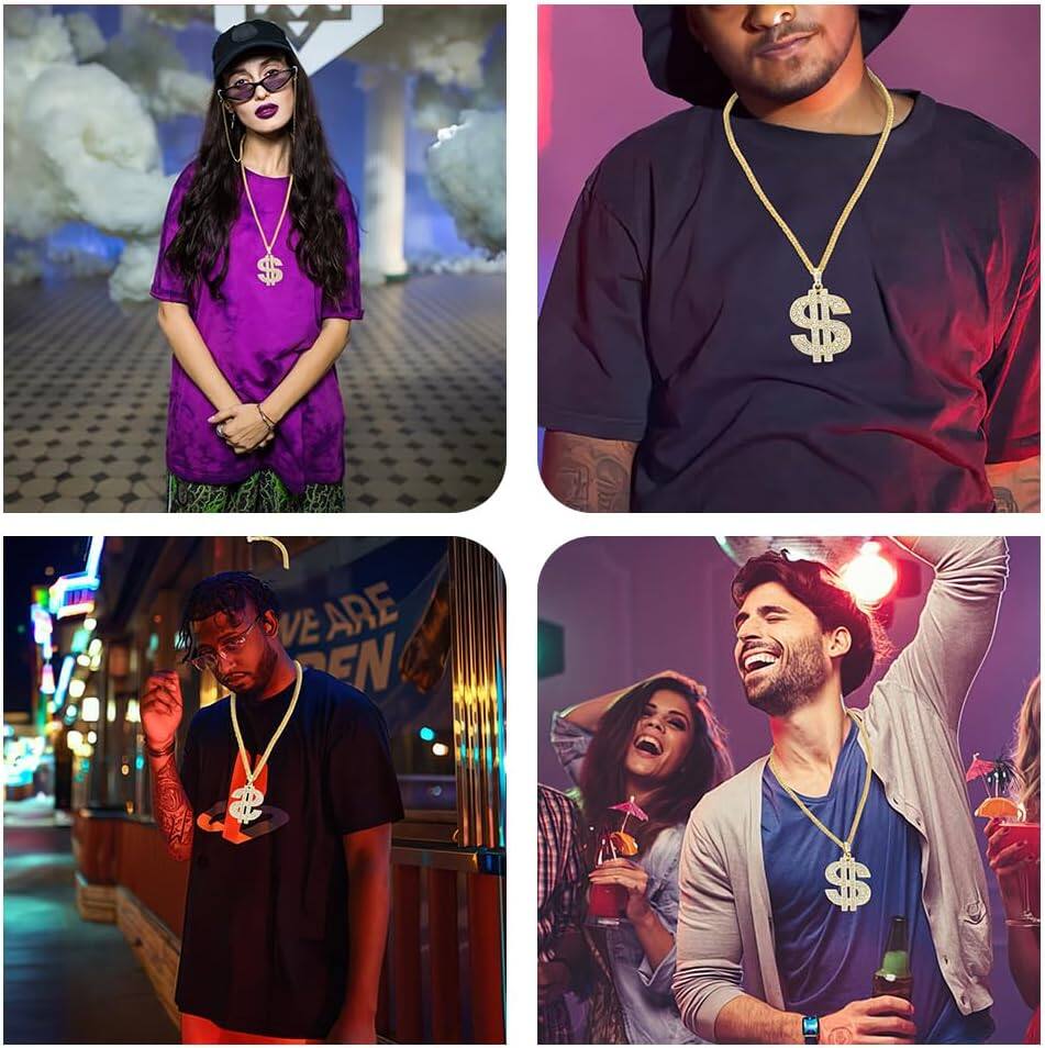 Live At Space Men's Fake Gold Hip Hop Necklace Long Money Chain with ...