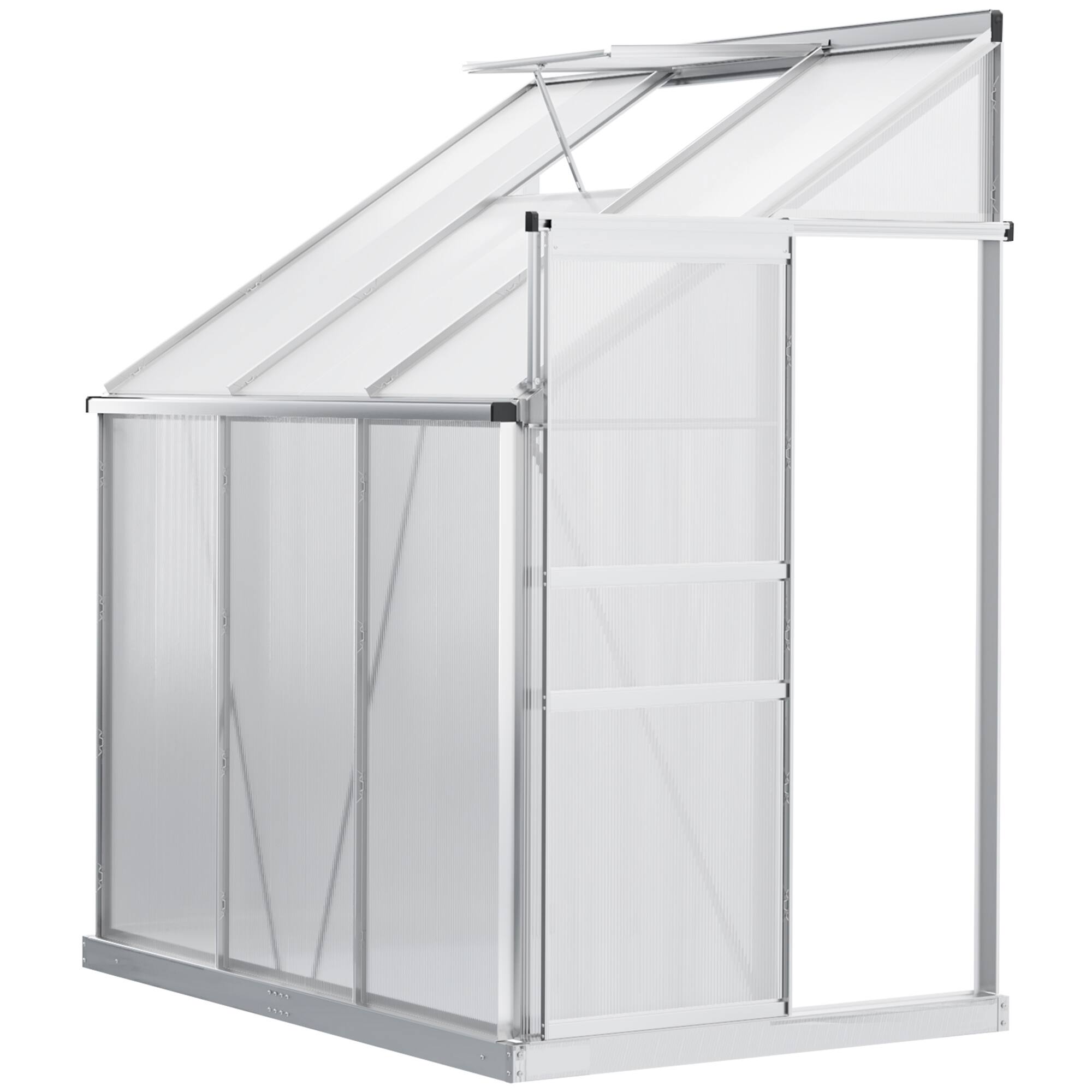 Outsunny 6' x 4' Aluminum Lean to Greenhouse Polycarbonate Walk in ...