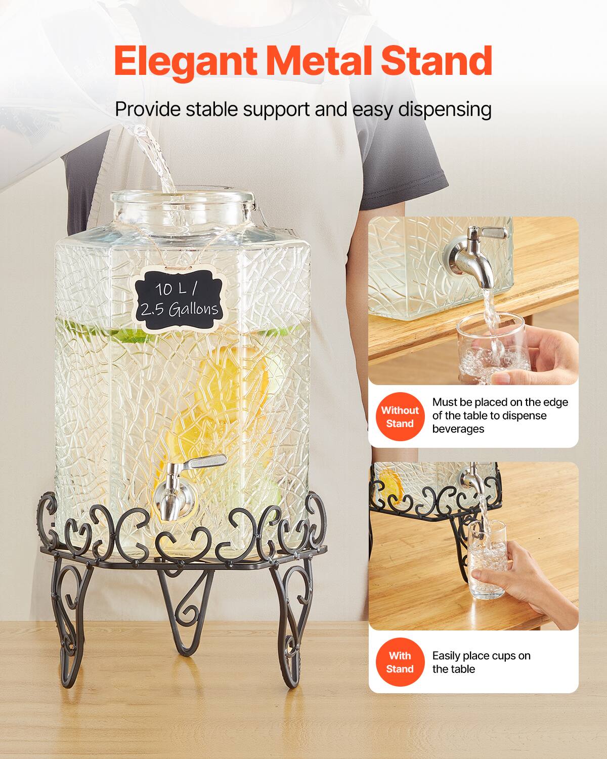 VEVOR Beverage Dispenser, 2.5 Gallon Drink Dispensers for Parties ...