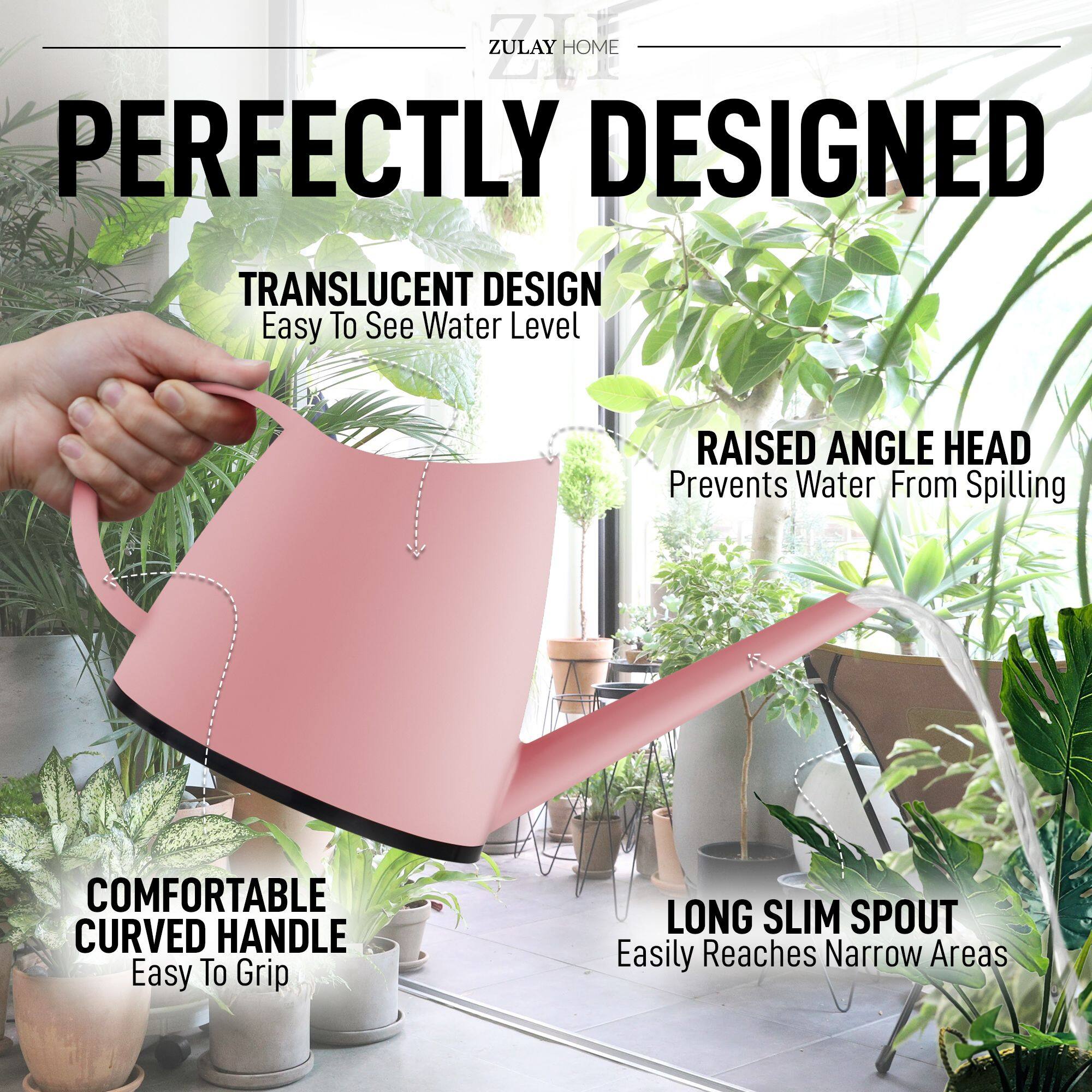 Zulay Kitchen Watering Can with Long Slim Spout for Indoor Plants Pink ...