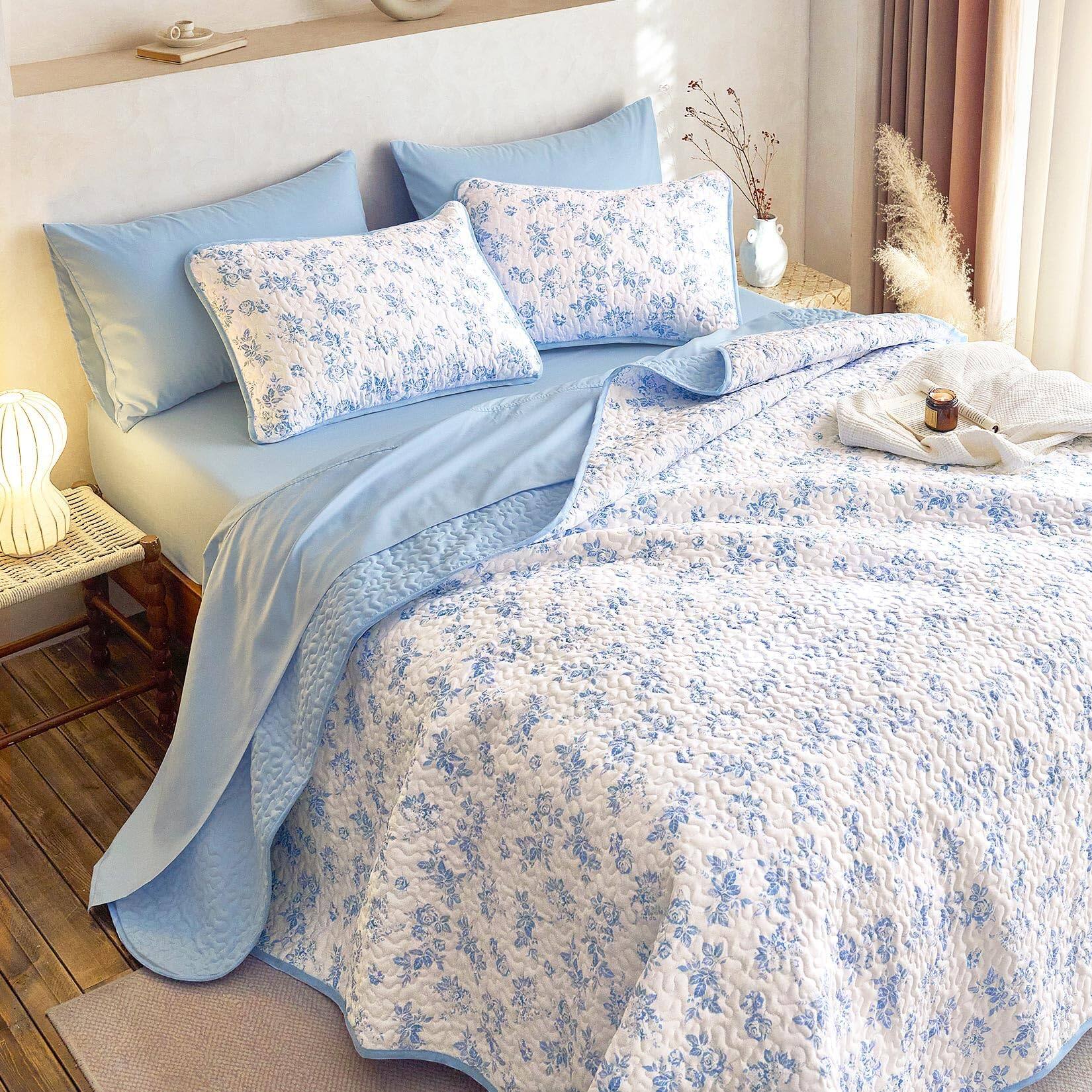 Comfort Essence - Shabby Chic Quilt Set Floral Coquette Cottagecore ...