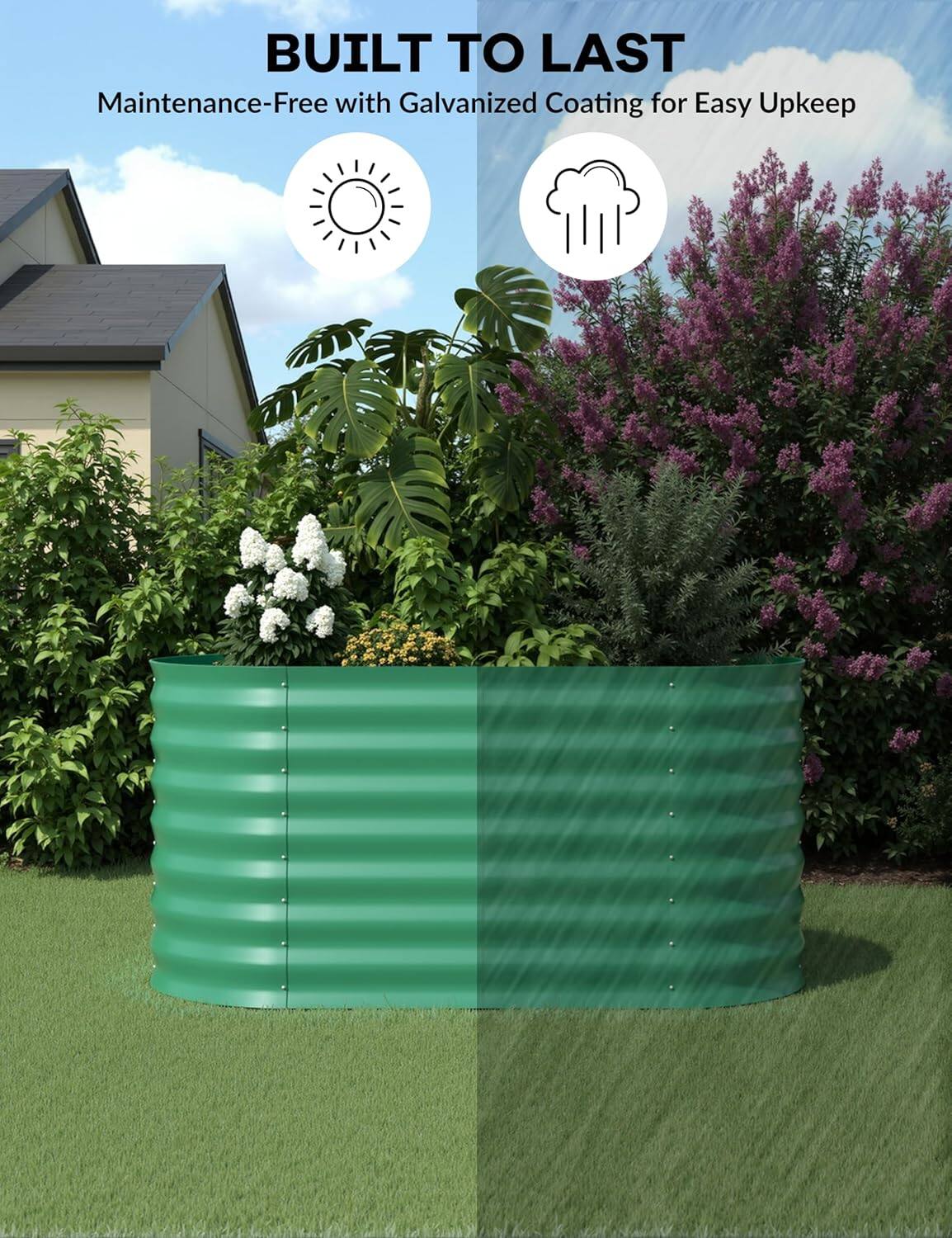 Acekool 2 Pack Galvanized Raised Garden Beds, 4x2x2ft Heavy Duty Metal ...