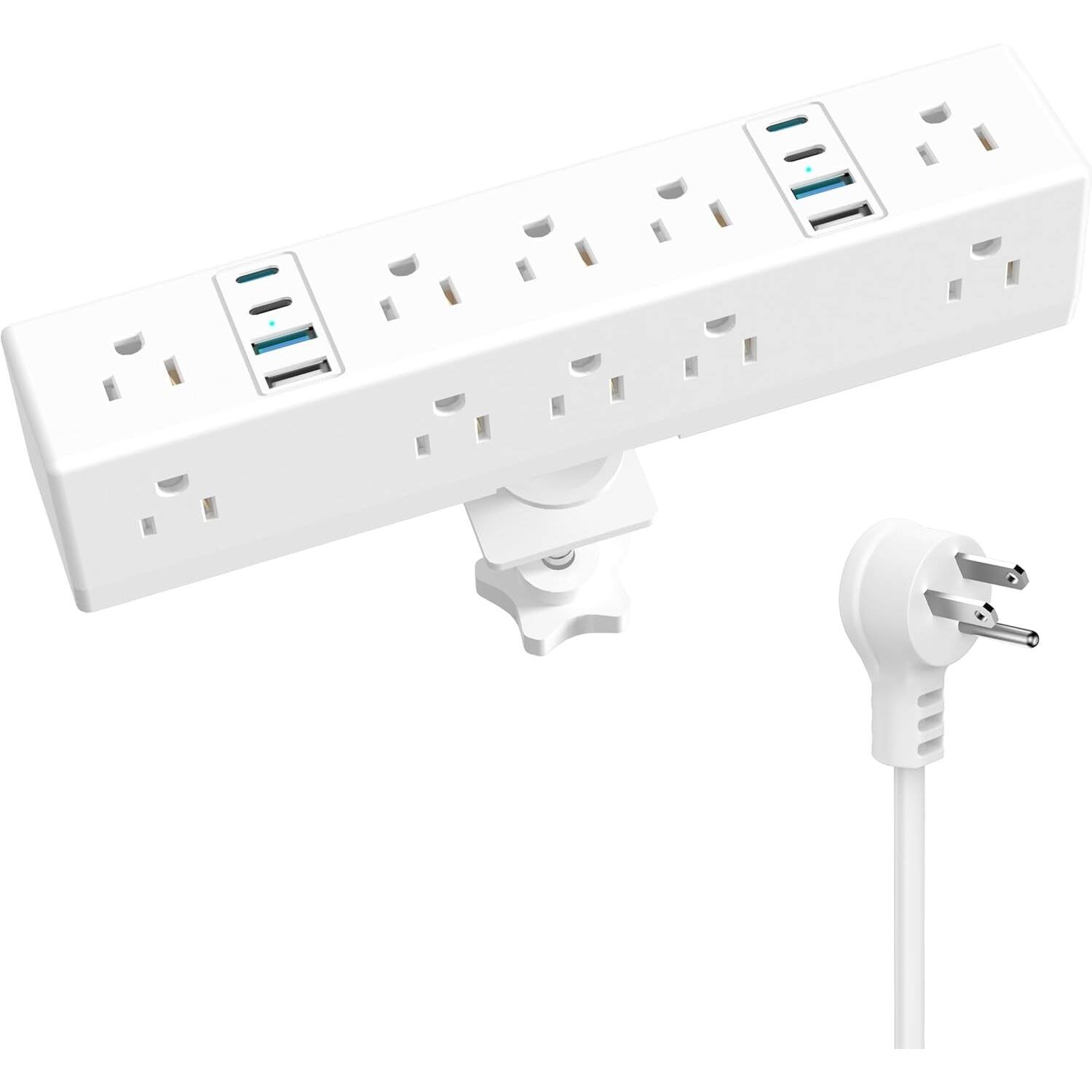 PARKER SLATER Desk Clamp Power Strip, 40W Fast Charging with 8 USB ...