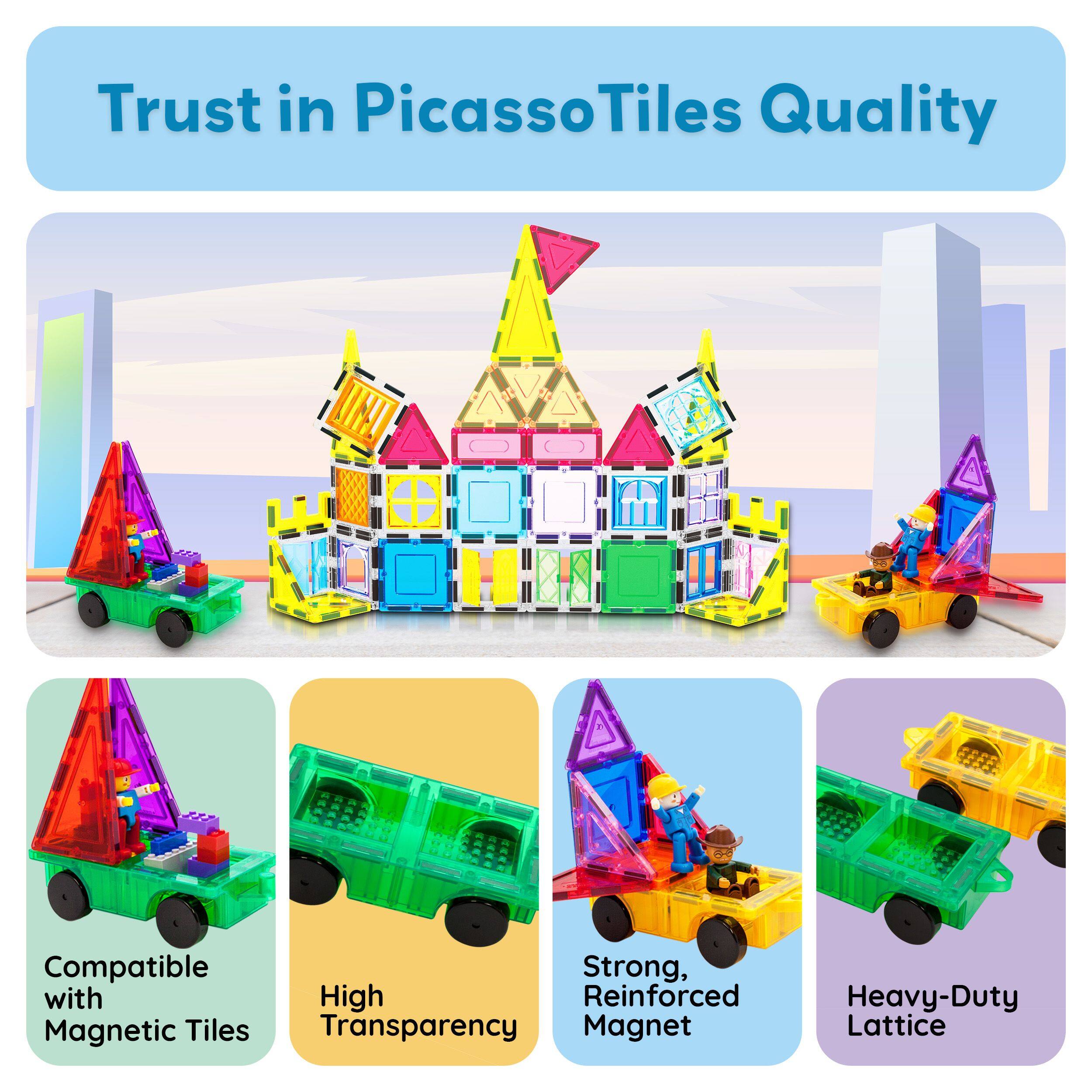 PicassoTiles PICASSO TILES Cars Magnetic Tiles for Kids, Bricks ...